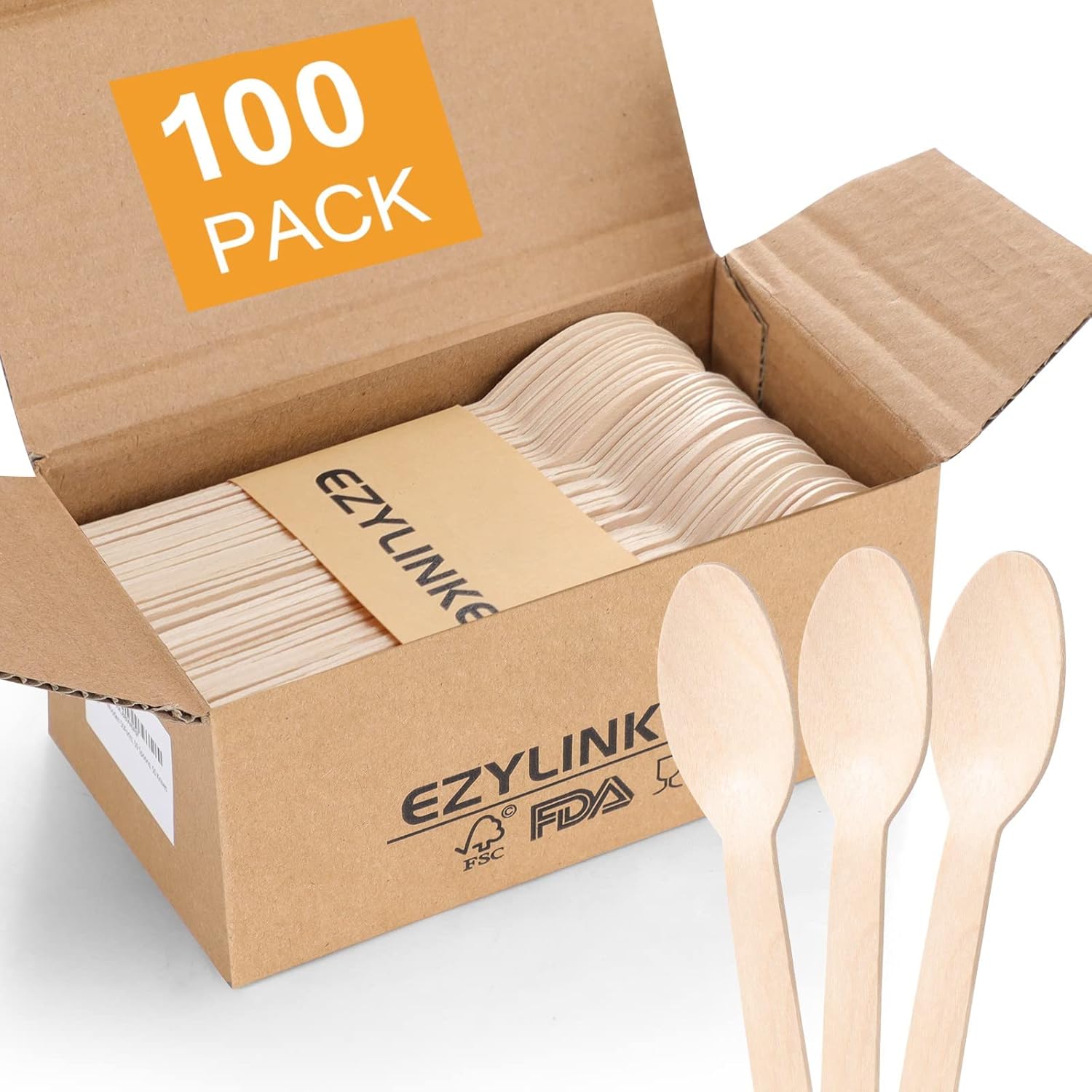 (100 Count) Disposable Wooden Spoons Set - Alternative to Plastic ...