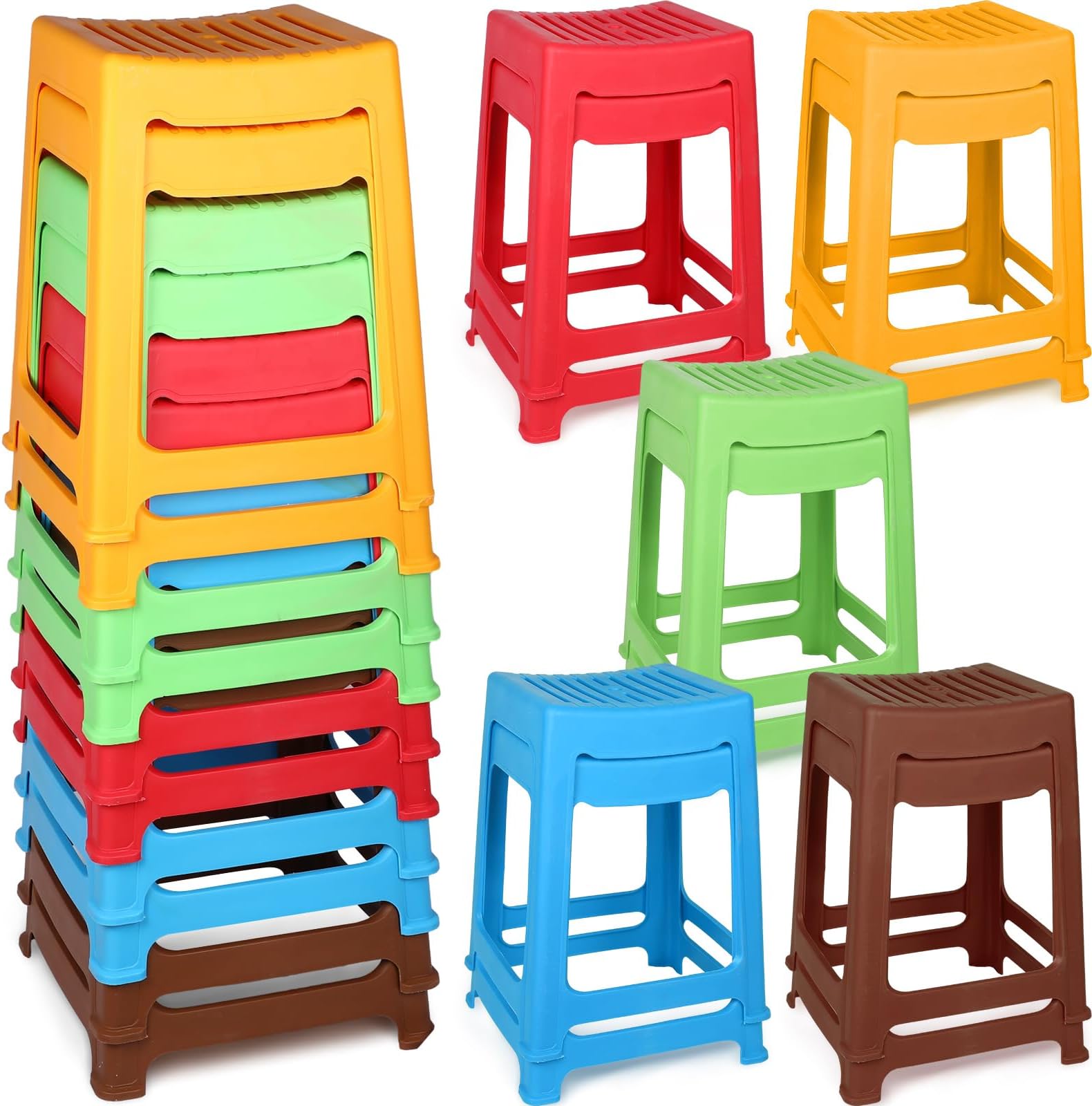 Amazon.com: Barydat 10 Pieces Stackable Classroom Stools 18.5 Inch ...