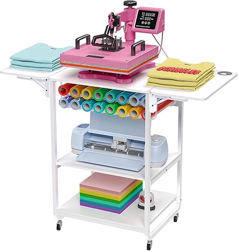 Amazon.com: 𝐂𝐫𝐚𝐟𝐢𝐭 3 Tier Movable Heat Press Table, Foldable Heat ...