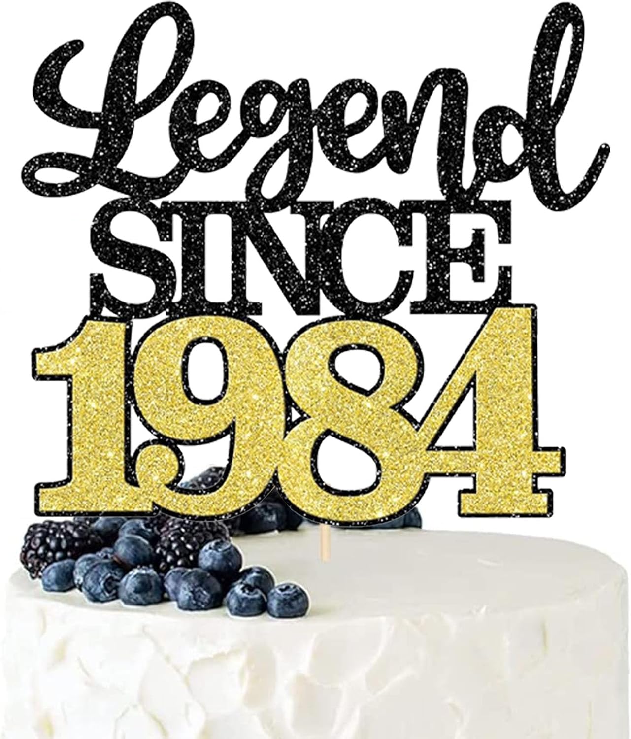 40th Birthday Decorations, Legend Since 1984 Cake Topper Black Gold ...