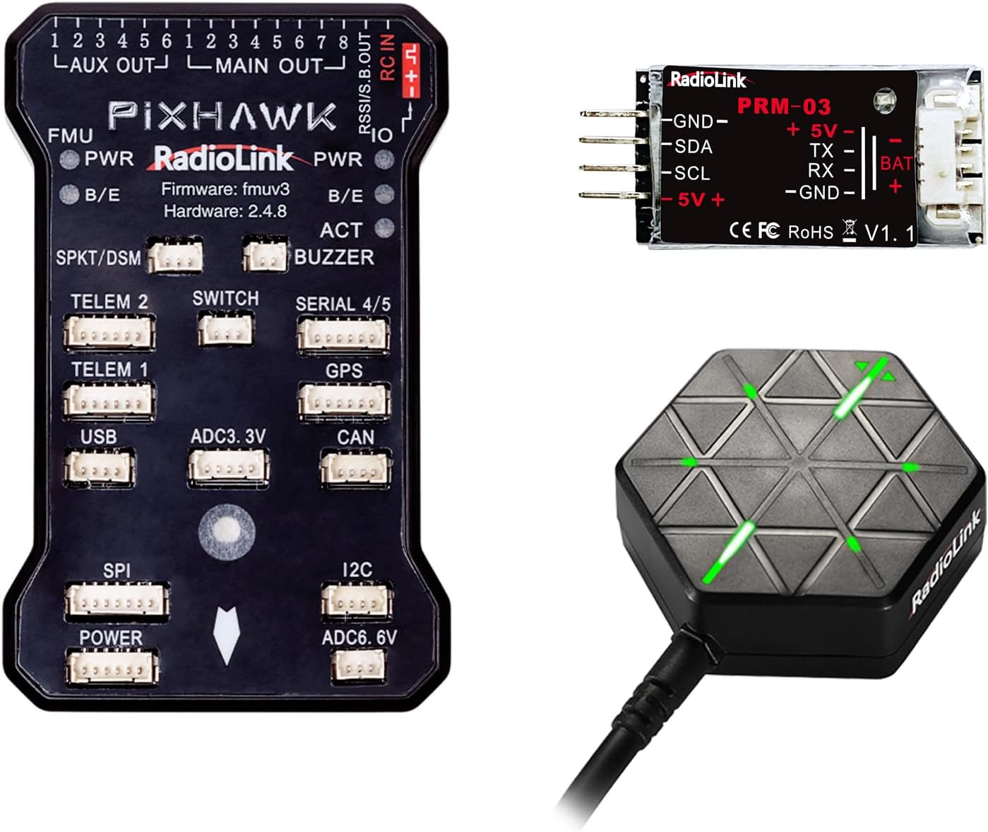 Amazon.com: Radiolink PIXHAWK Flight Controller 2.4.8 32 Bit, M8N GPS ...