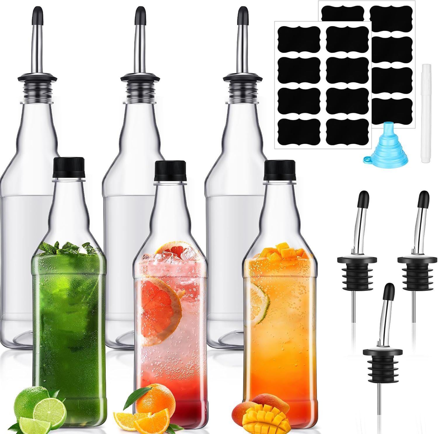 Amazon.com: Dandat 6 Packs 800ml Plastic Empty Syrup Bottles with Lids ...