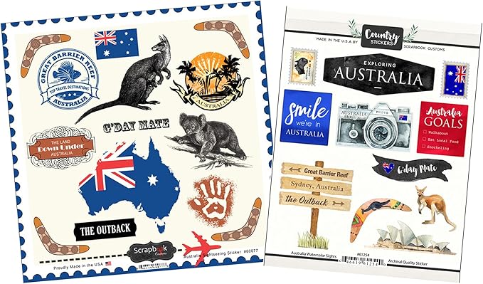 Amazon.com: Australia Themed Stickers Sheet - Decorative Australia ...