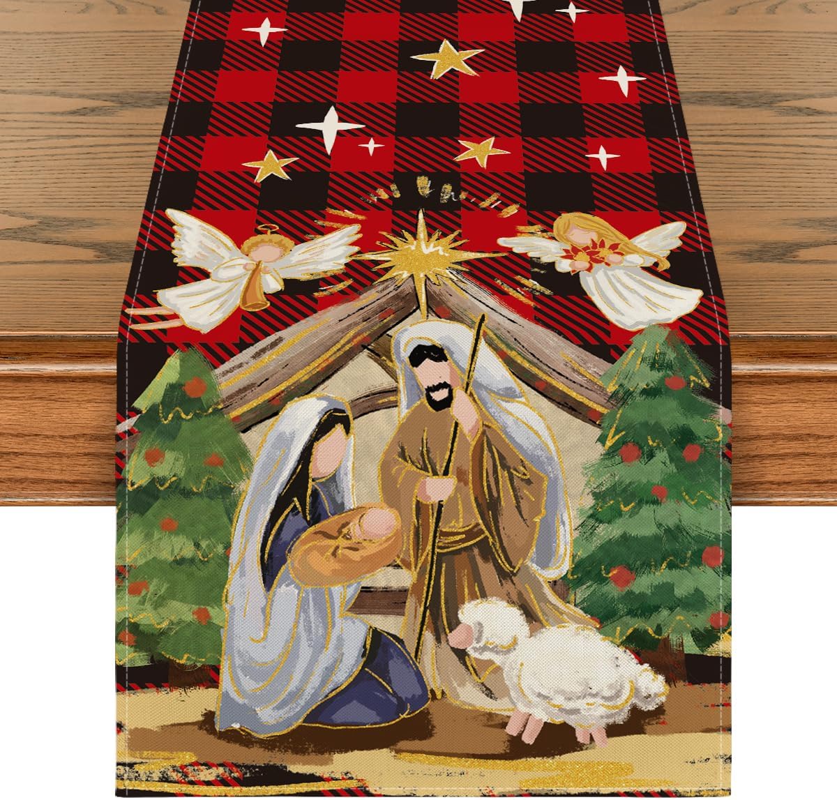 Amazon.com: Split P Away in A Manger Table Runner 13" X 36" : Home ...