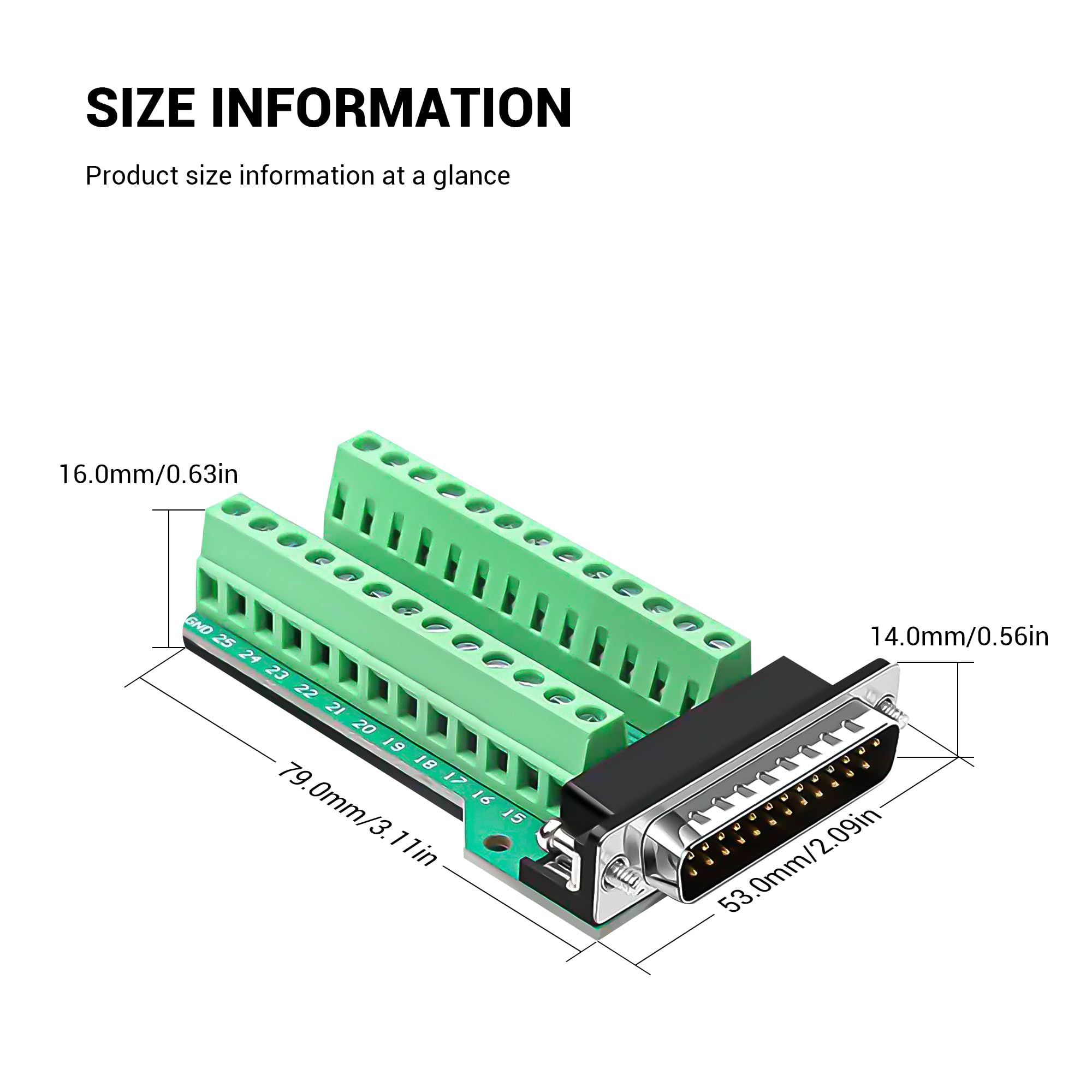 YIMATEECO DB25 Breakout Board, DB25 Male Adapter D-USB RS-232 Serial to ...