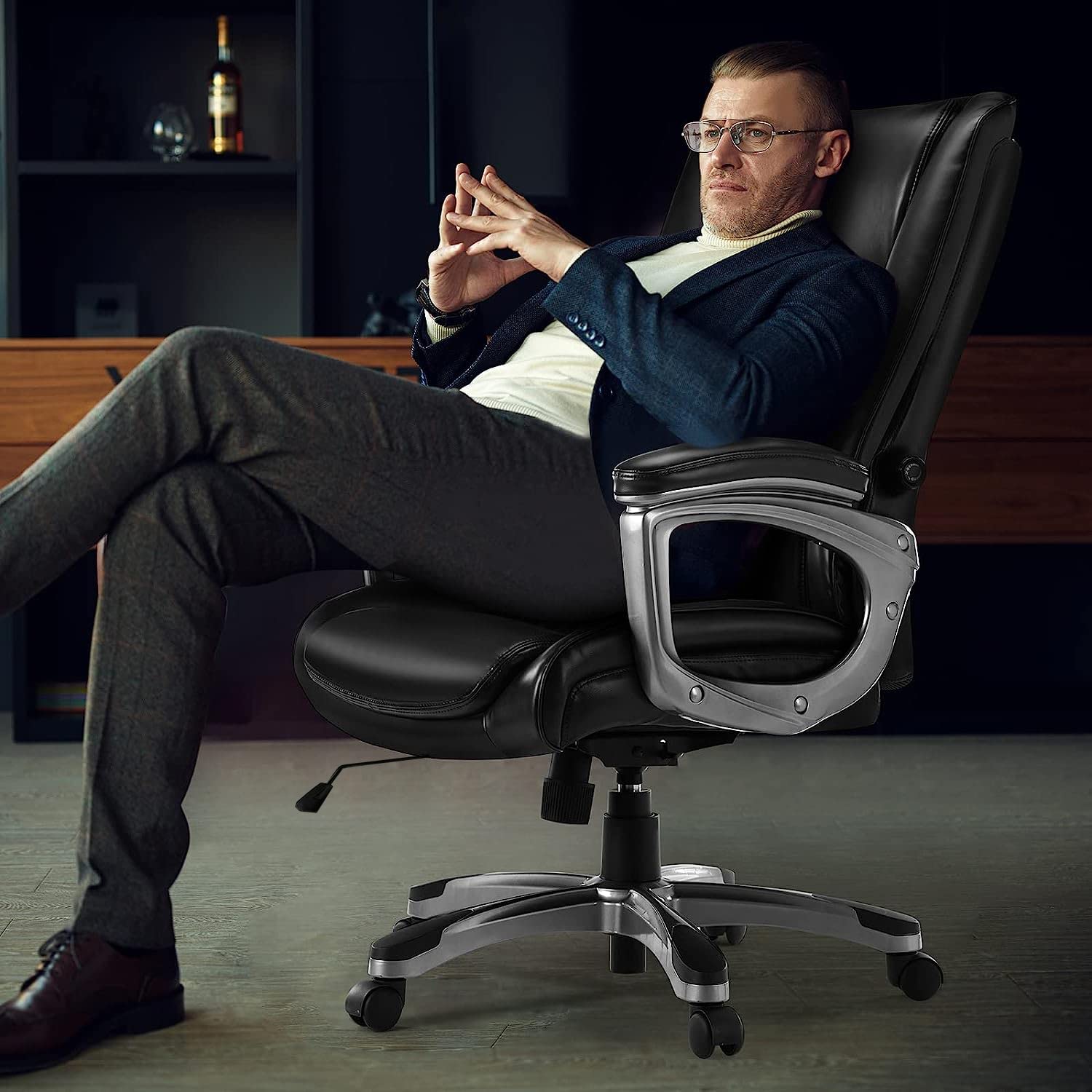 High Back Big and Tall Home Executive Office Chair with Padded Armrests ...