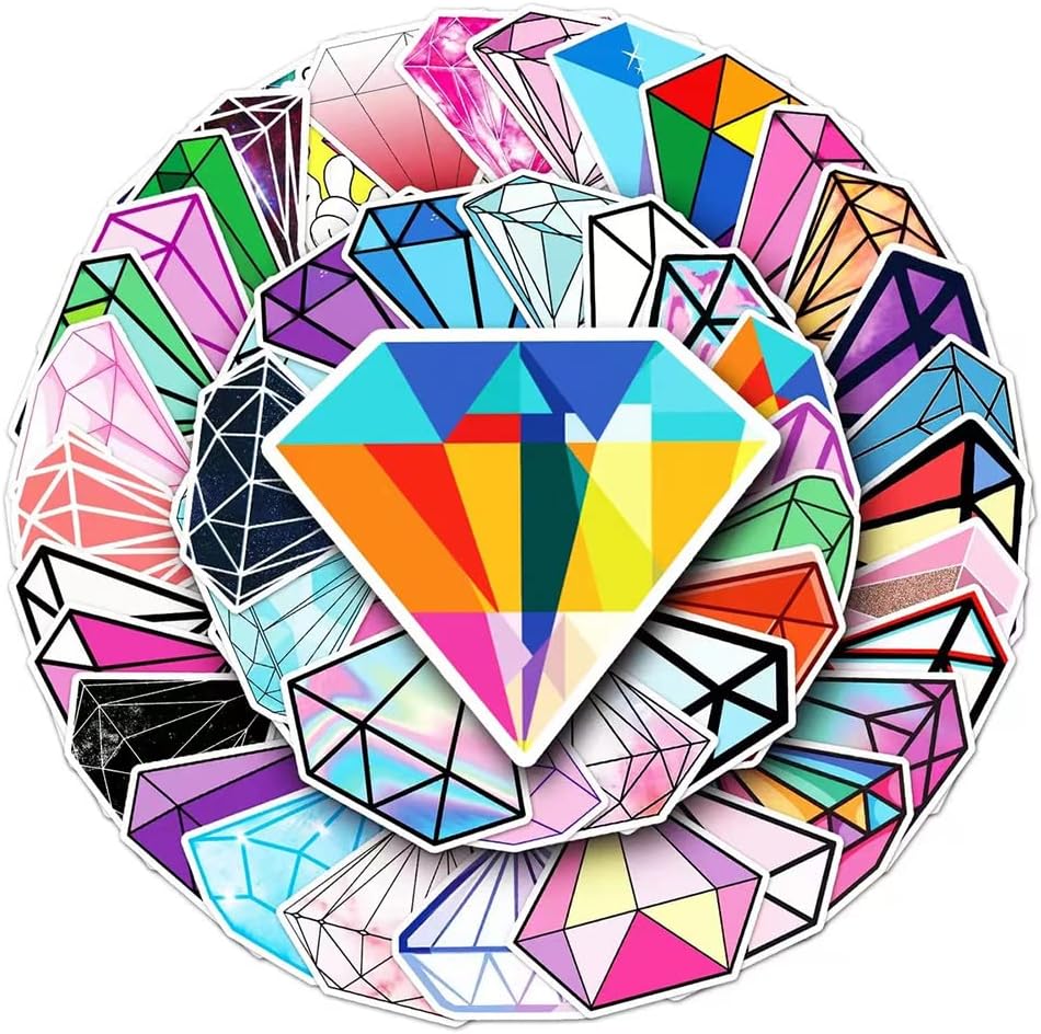 Amazon.com: Diamond Stickers |50 Pcs Diamond Waterproof Vinyl Decals ...