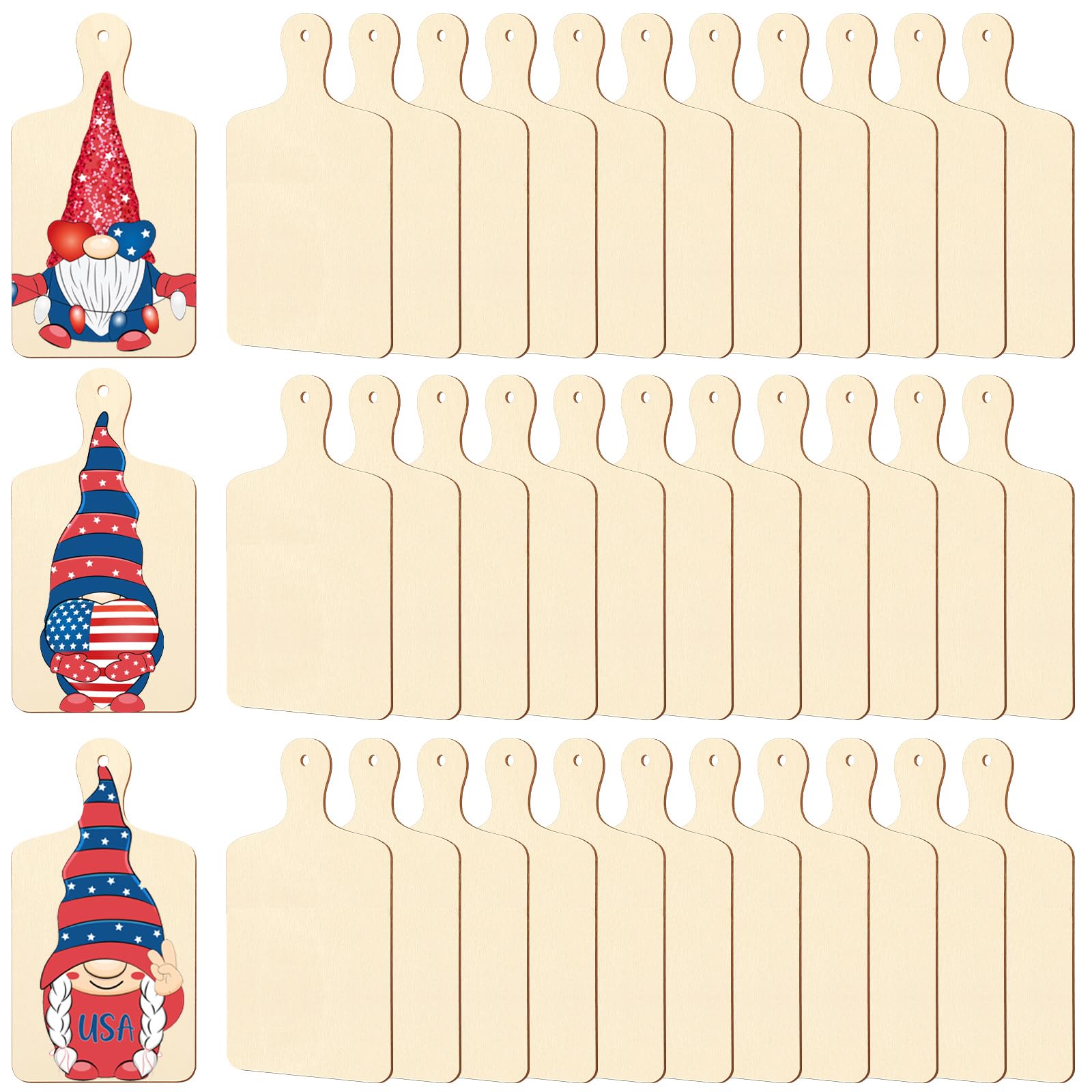 36 Pcs Wooden Mini Cutting Board with Handle Unfinished Wood Craft Mini ...