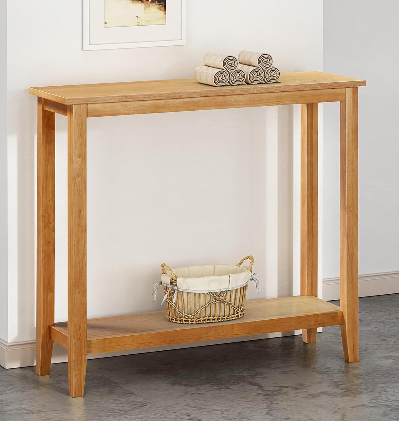 Hallowood Furniture Aston Oak Wide Console Table, Large Wooden Side ...