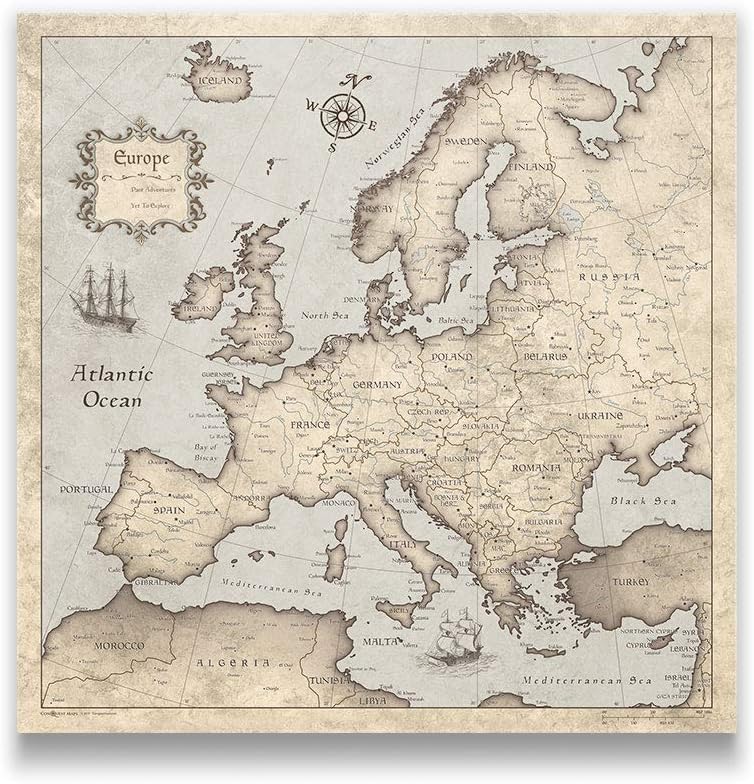 Conquest Maps Push Pin Europe Map Board - With Push Pins to Mark Europe ...