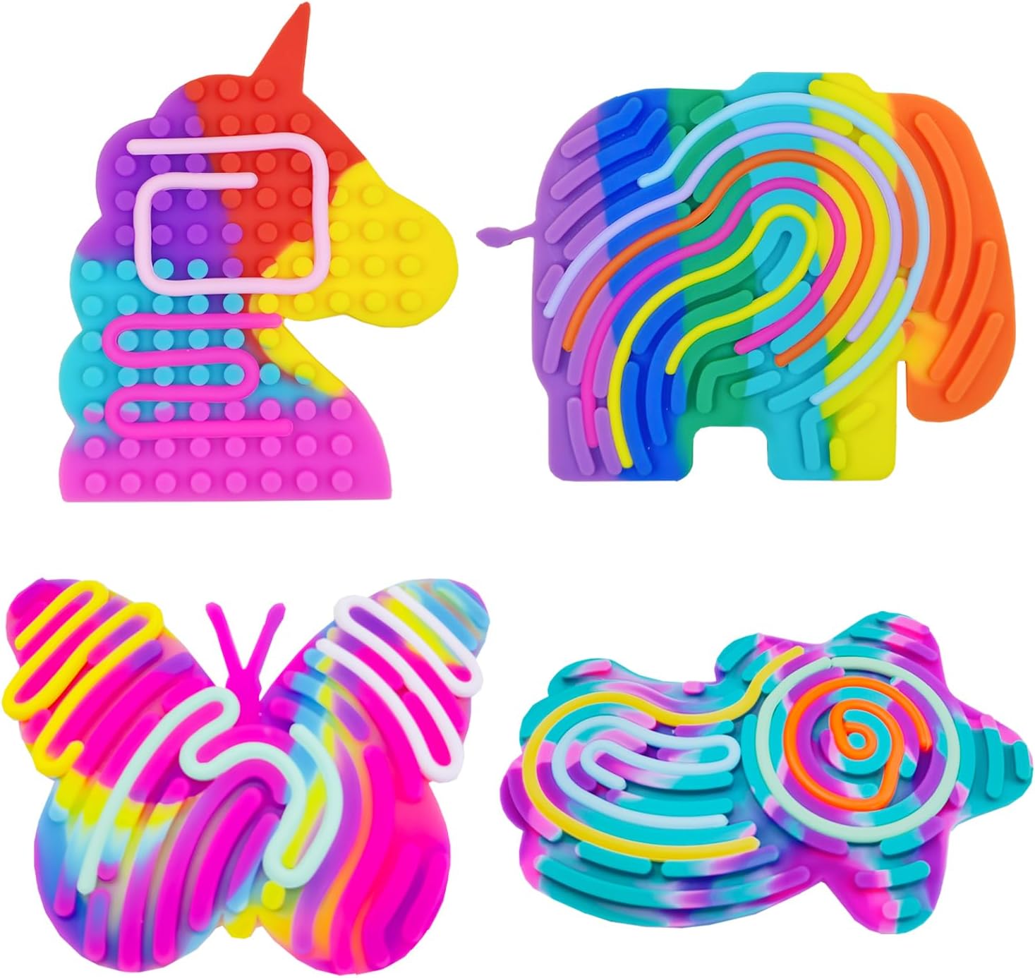 Cuackamily 4 PCS Push Peel Sensory Board Silicone Sensory Fidget Board ...