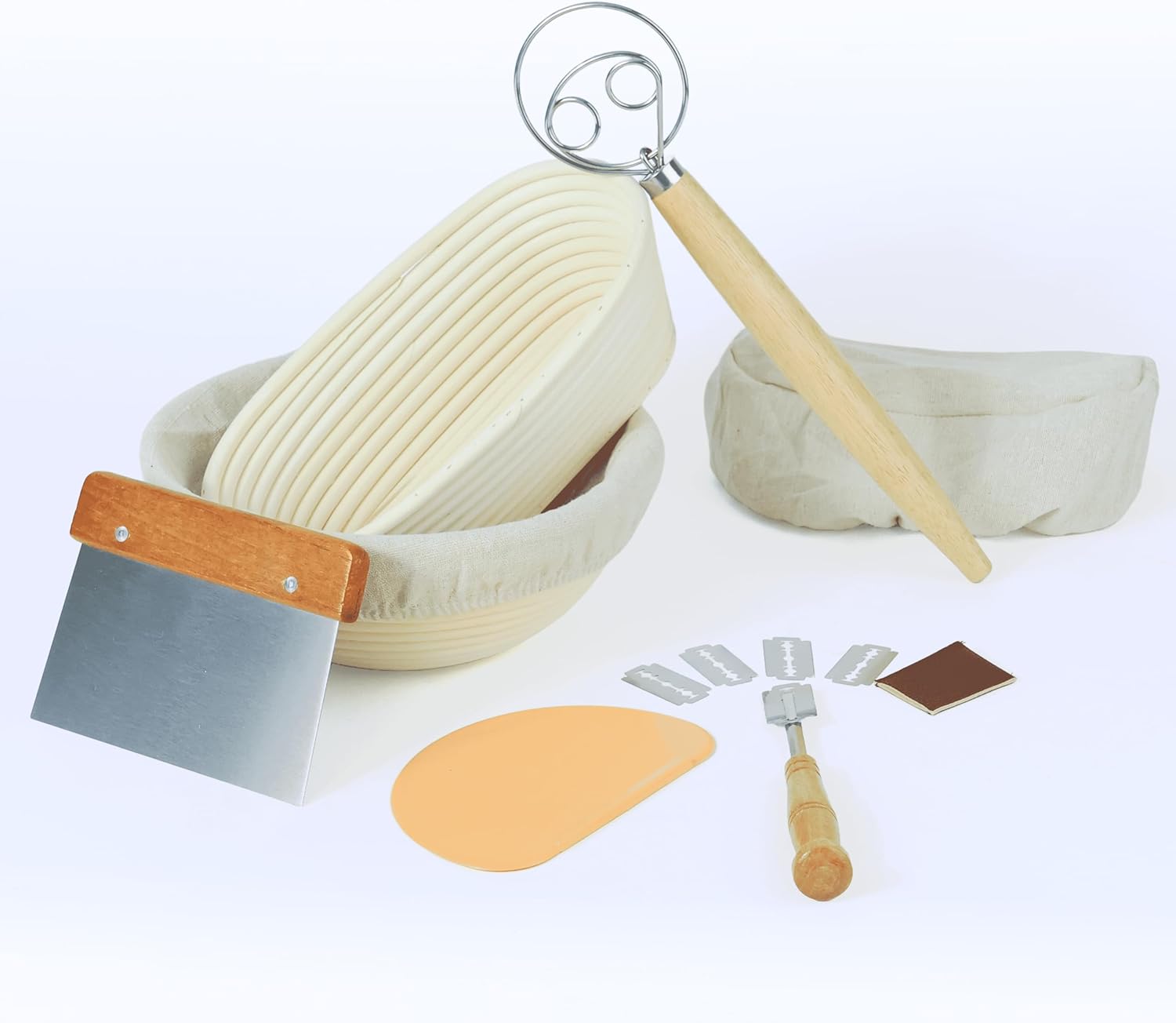 Bench and Oven 13 Pieces Bread Proofing Basket Set - 10 Inch Oval & 9 ...