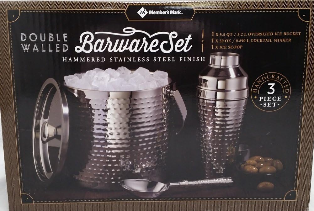 Amazon.com: Member's Mark 3-Piece Barware Set, Stainless Steel Finish ...