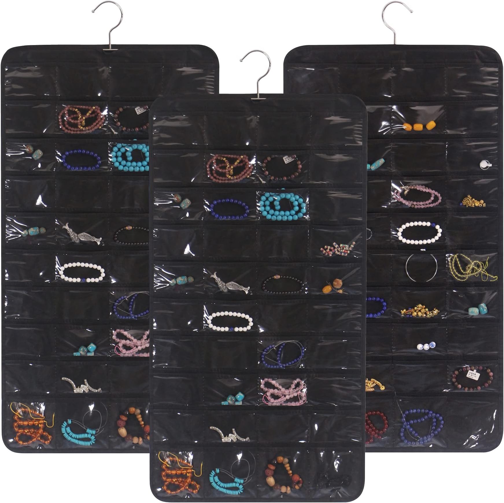 Amazon.com: DIOMMELL 2 Pack Hanging Jewelry Organizer with 80 Pockets ...