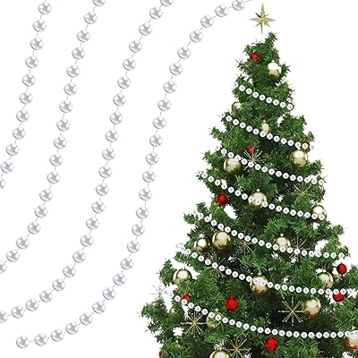 Amazon.com: Klikel Christmas Clear Iridescent and Gold Bead Garland ...