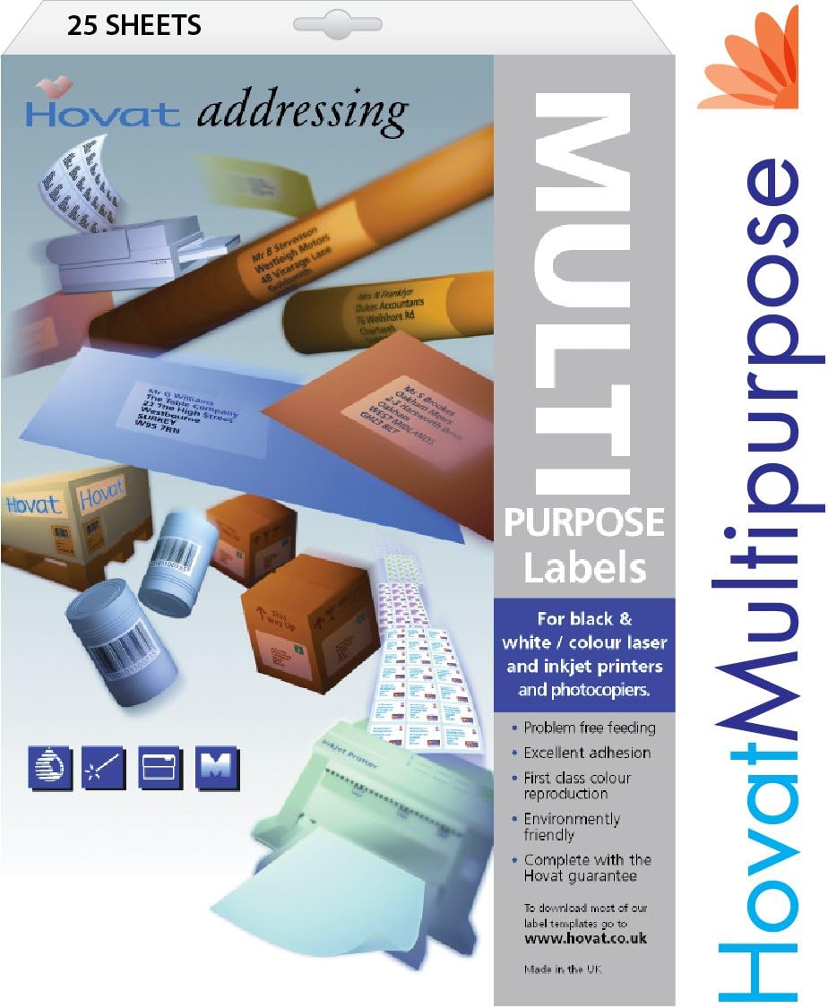Hovat Multi-Purpose. 14 Labels per Sheet. 99 x 38.1 mm Self Adhesive ...