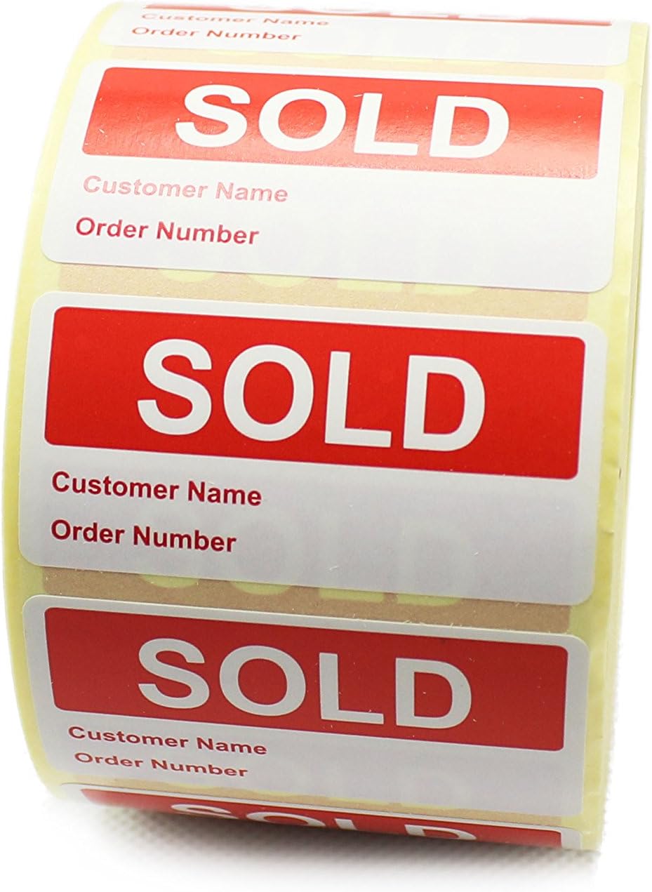 Sold Stickers 25mm x 50mm (42 Sticky Labels) : Amazon.co.uk: Stationery ...