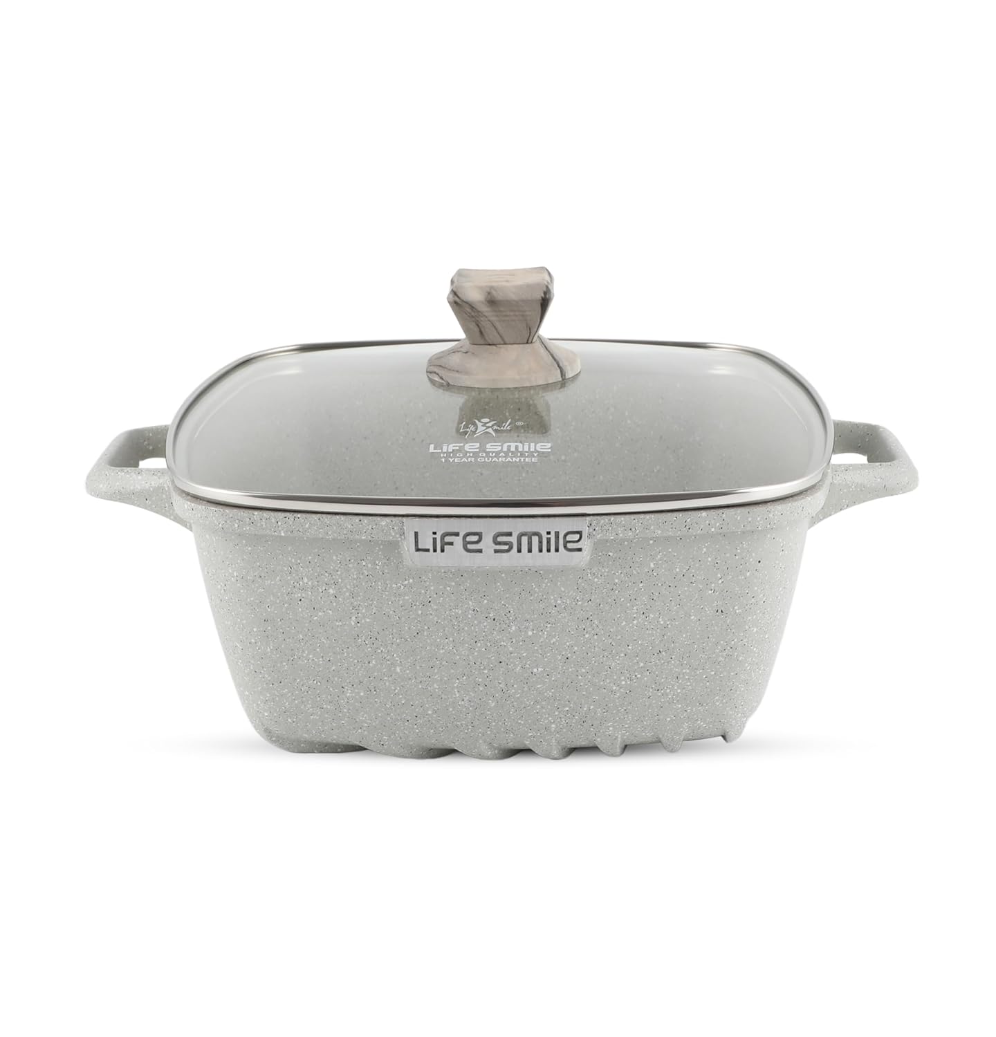 Buy LIFE SMILE Square Cooking Pot | aluminum Soup Pot With Glass Lid ...