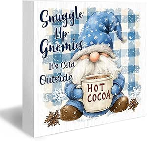 Amazon.com: DUXMNAMG Snuggle up Gnomies It's Cold Outside Wood Box Sign ...