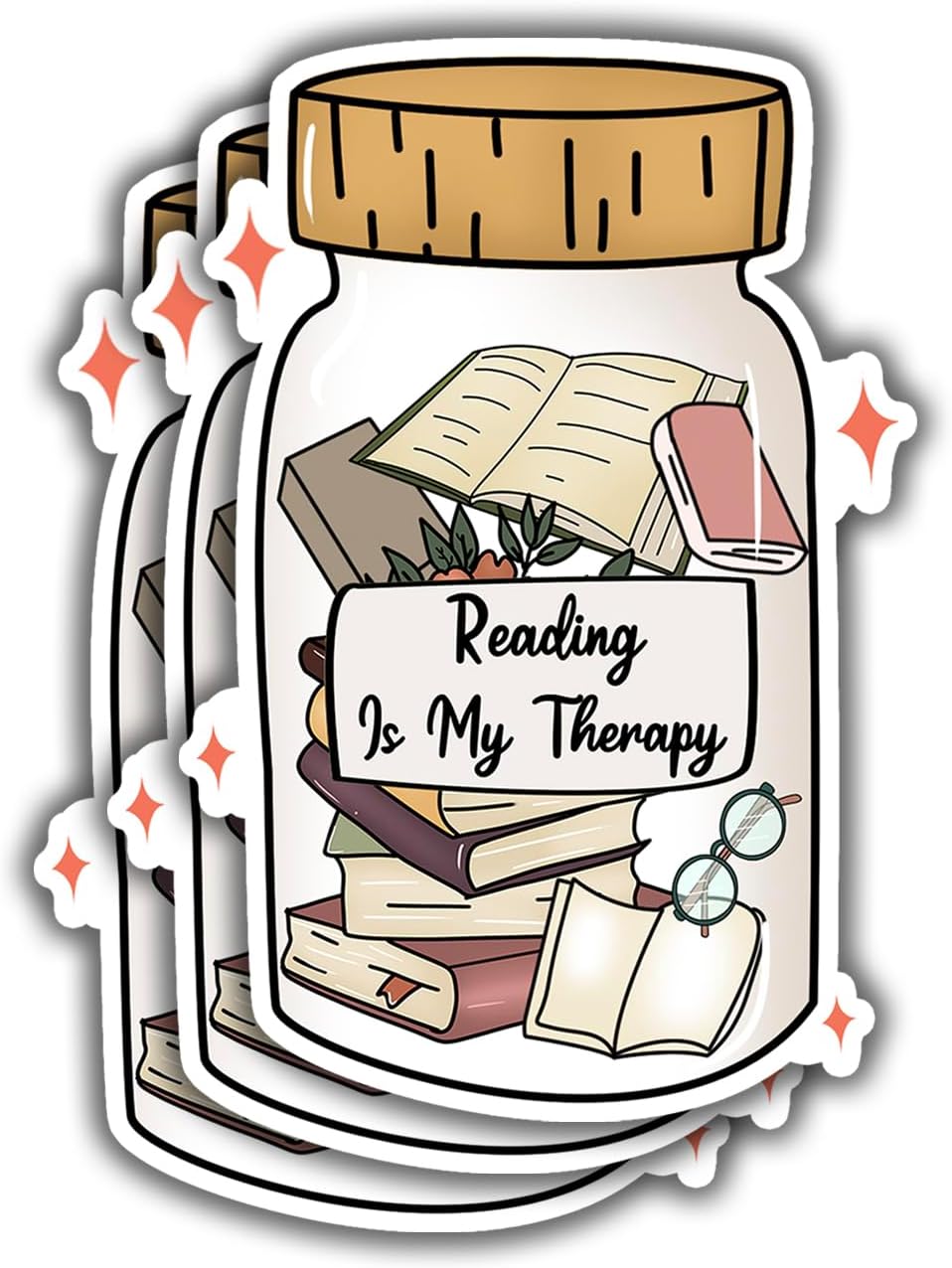 Amazon.com: (3pcs) Reading is My Therapy Sticker for Kindle Laptop ...