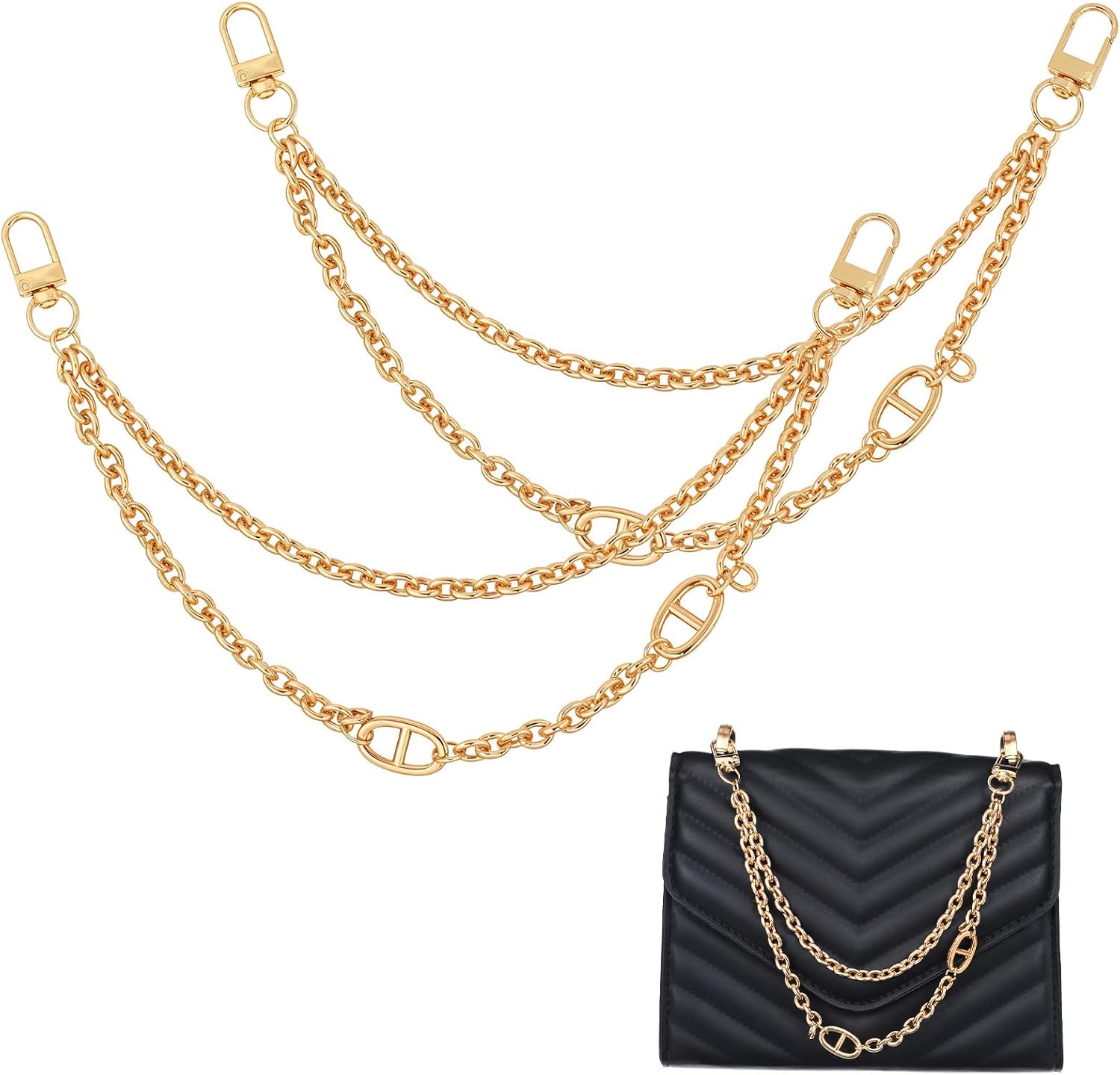 Amazon.com: ElevateTech 2Pcs Bag Chain Iron Flat Chain Belt Decorative ...
