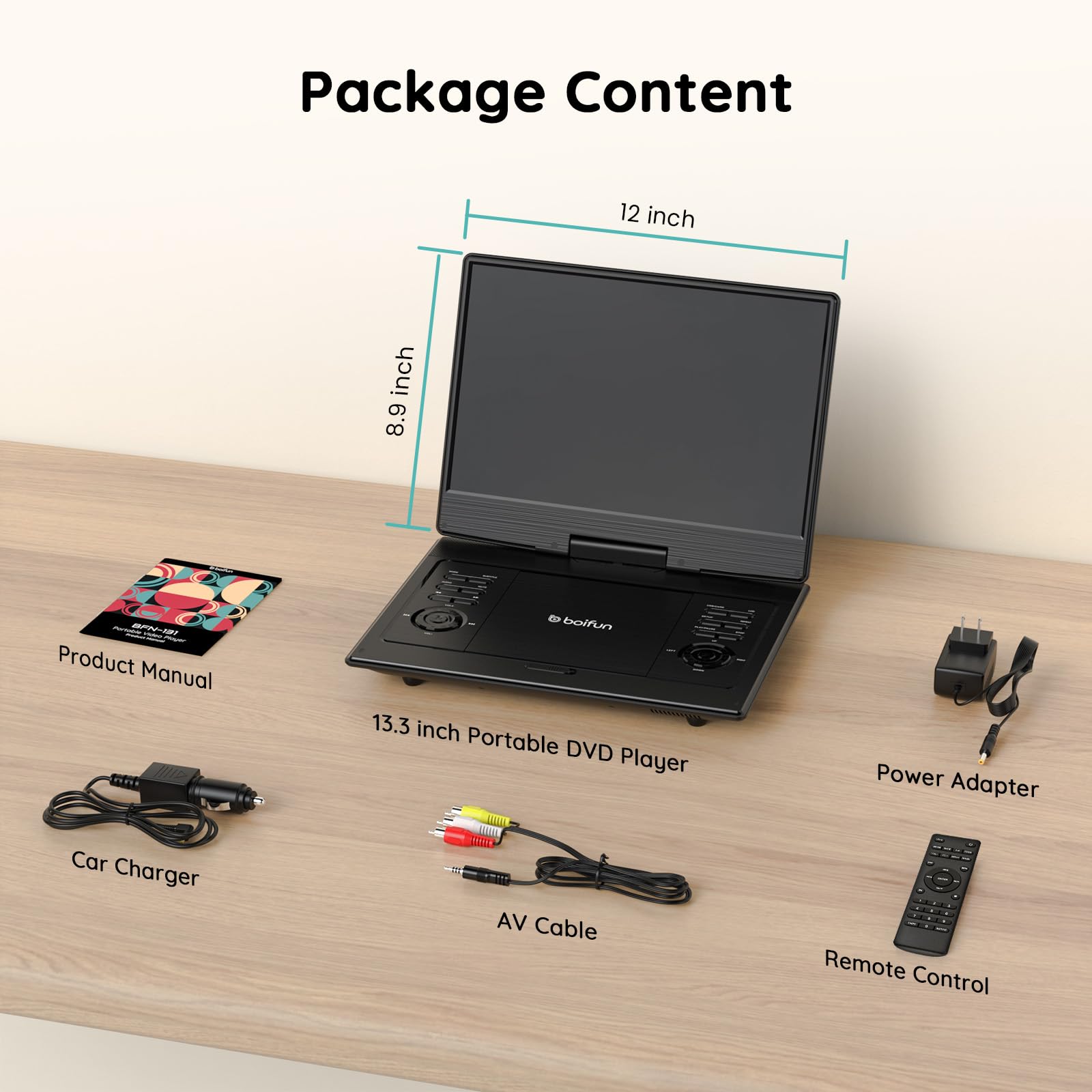 BOIFUN 14.8" Portable DVD Player with 13.3" HD Screen Enhanced ...