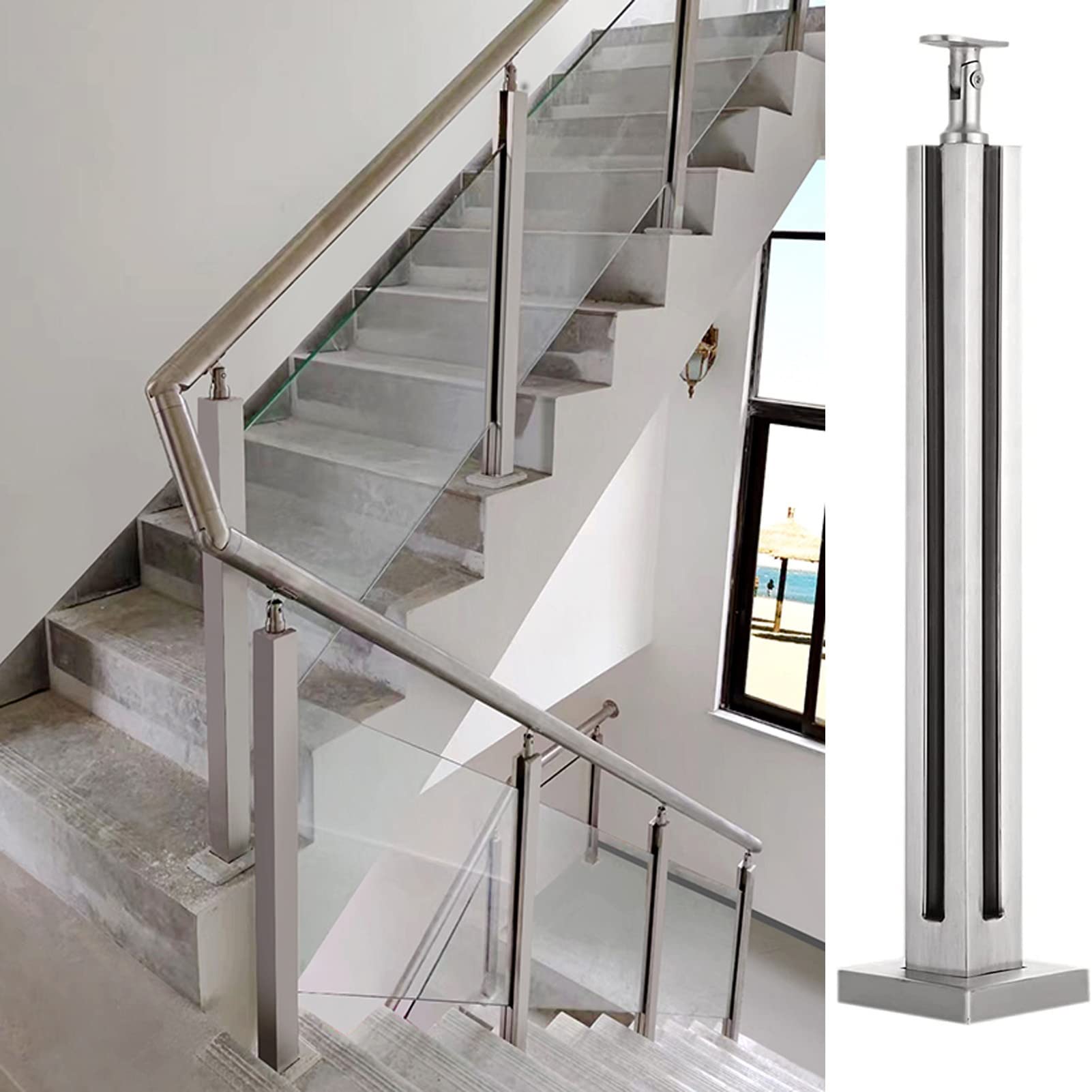 Glass Stair Railing Kits 5/8 In. H X 42 In. W X 40 In. Transparent