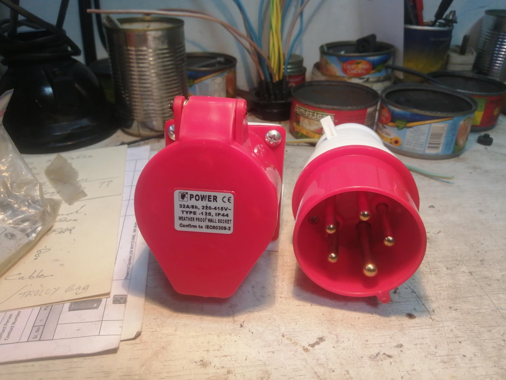 Control Industrial Plug and Socket Set 3 Phase 5 Pin 32 Ampere 2 Pairs ...