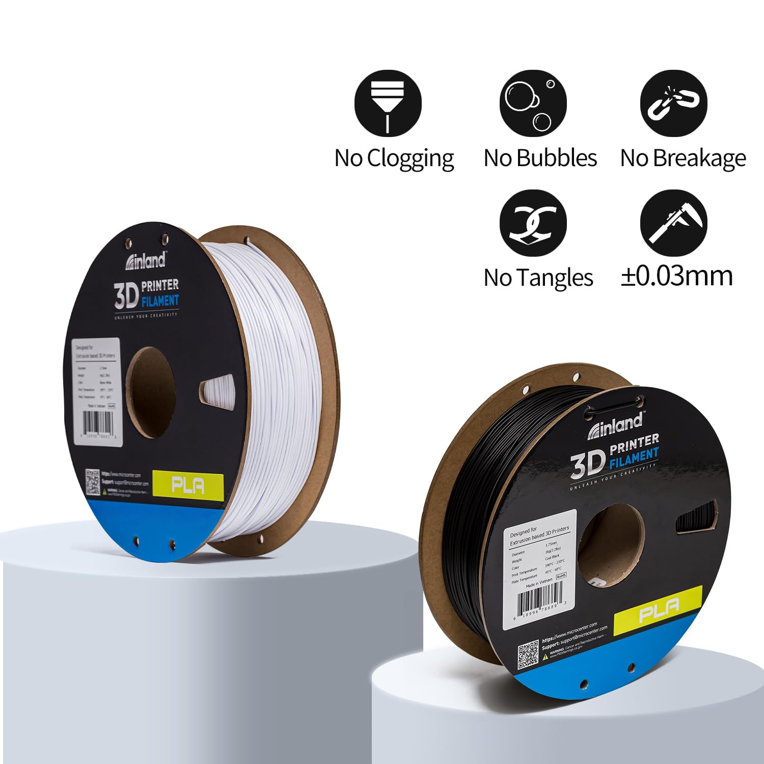 Snapklik.com : Inland PLA Filament 1.75mm, 1kg Spool Dimensional ...