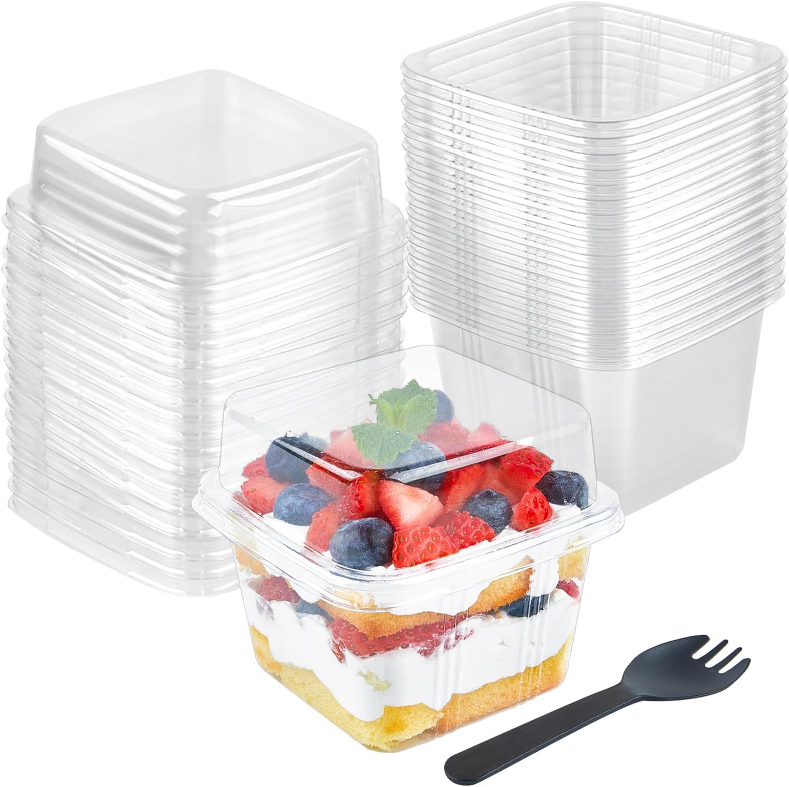 Amazon.com | Hazyore 50pcs 8oz Plastic Parfait Cups with Lids and ...
