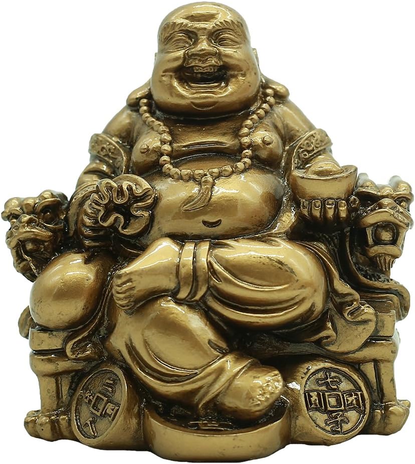 Amazon.com: BRABUD Chinese Fengshui Resin Laughing Buddha Sitting on ...