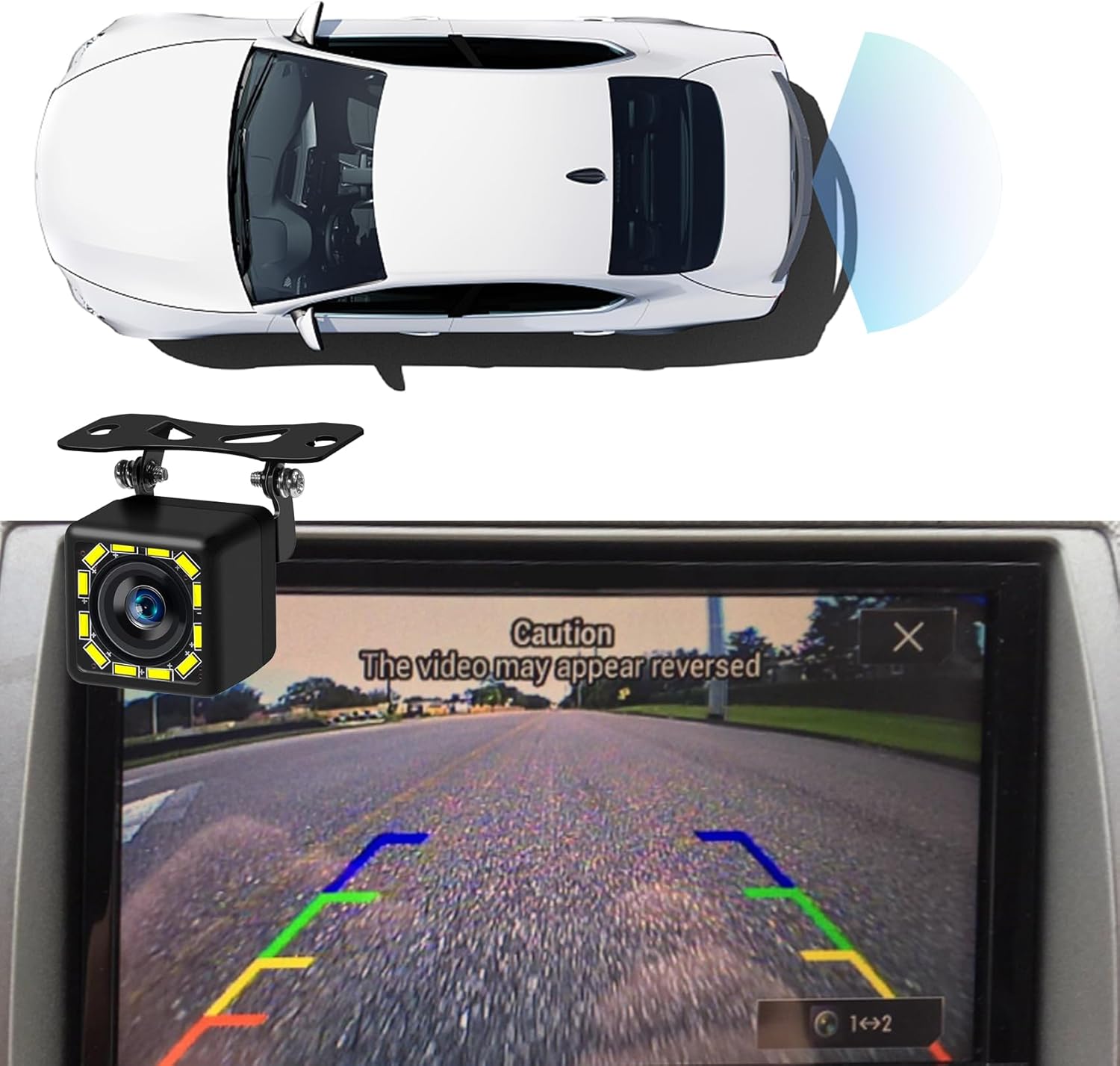 Car Backup Camera, Waterproof Car Rear View Camera, Ultra HD 12 LED ...