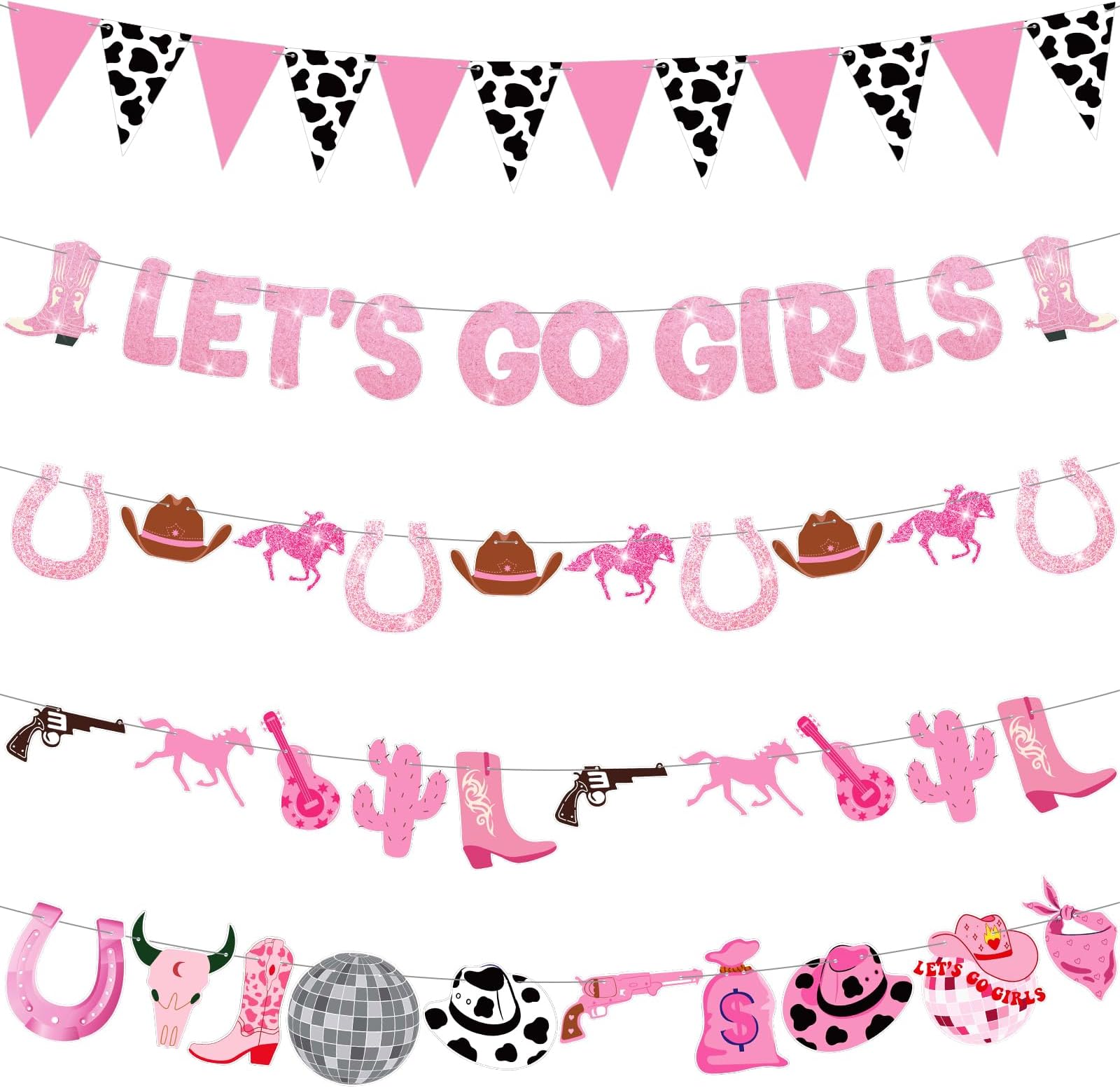 Amazon.com: Let's Go Girls Glitter Banner, Lets Go Girls Party ...
