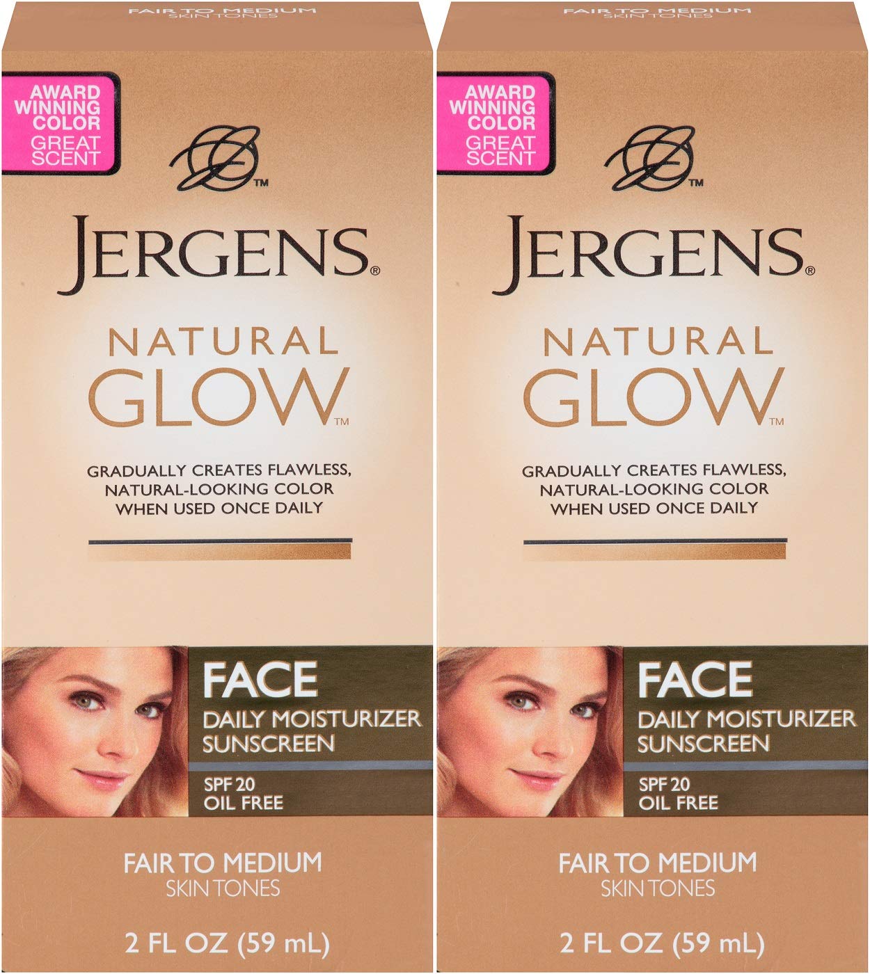 Amazon.com: Jergens Glow Face Daily Moisturizer Sunscreen SPF 20, Fair ...