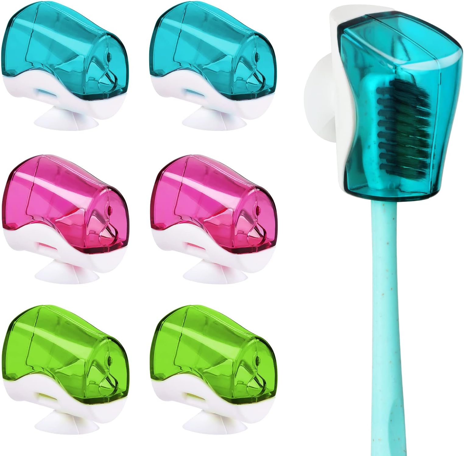 Amazon.com: 6 Pack Travel Toothbrush Head Covers with Suction Cup ...