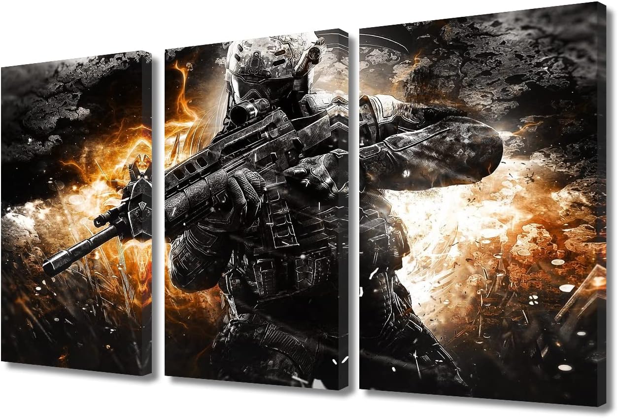 Amazon.com: 3 Pieces Canvas Wall Art Print Military Soldiers Army Wall ...