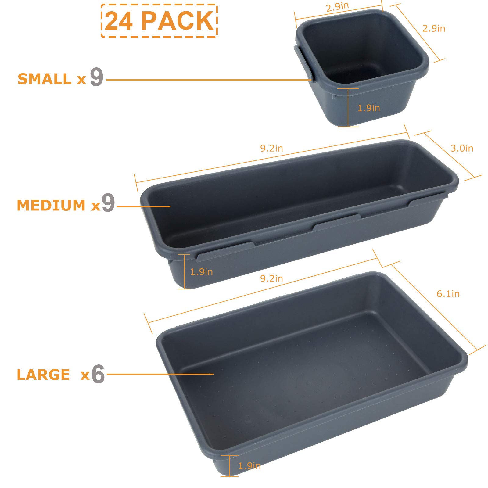 Snapklik.com : FWEEK Set Of 24 Interlocking Desk Drawer Organizer Tray ...