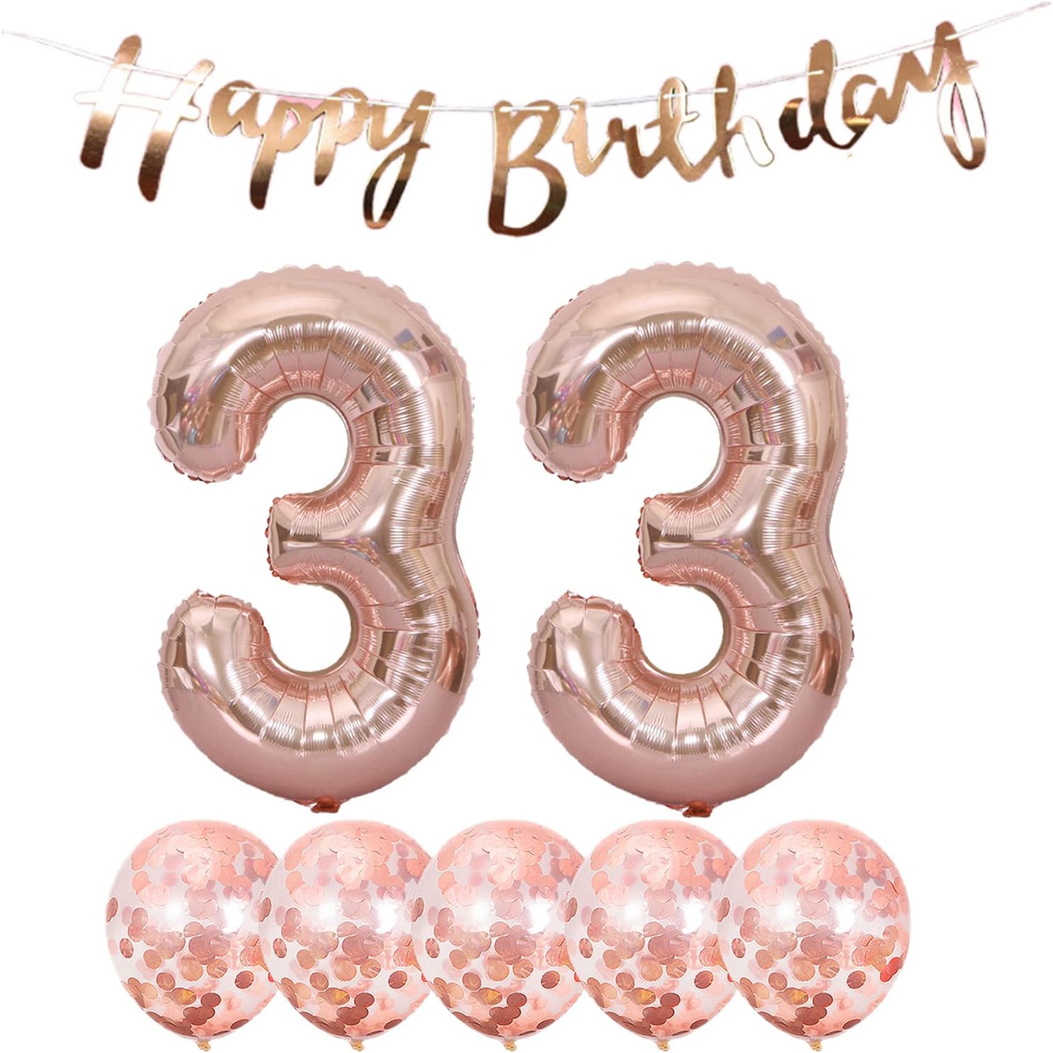 Amazon.com: Chaungfu 33th Birthday Decoration Happy Birthday Banner ...