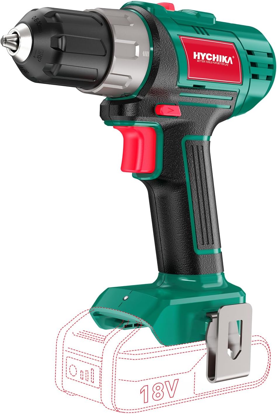 HYCHIKA Cordless Drill Driver 18V 35Nm 21+1 Torque Adjustment Positions ...