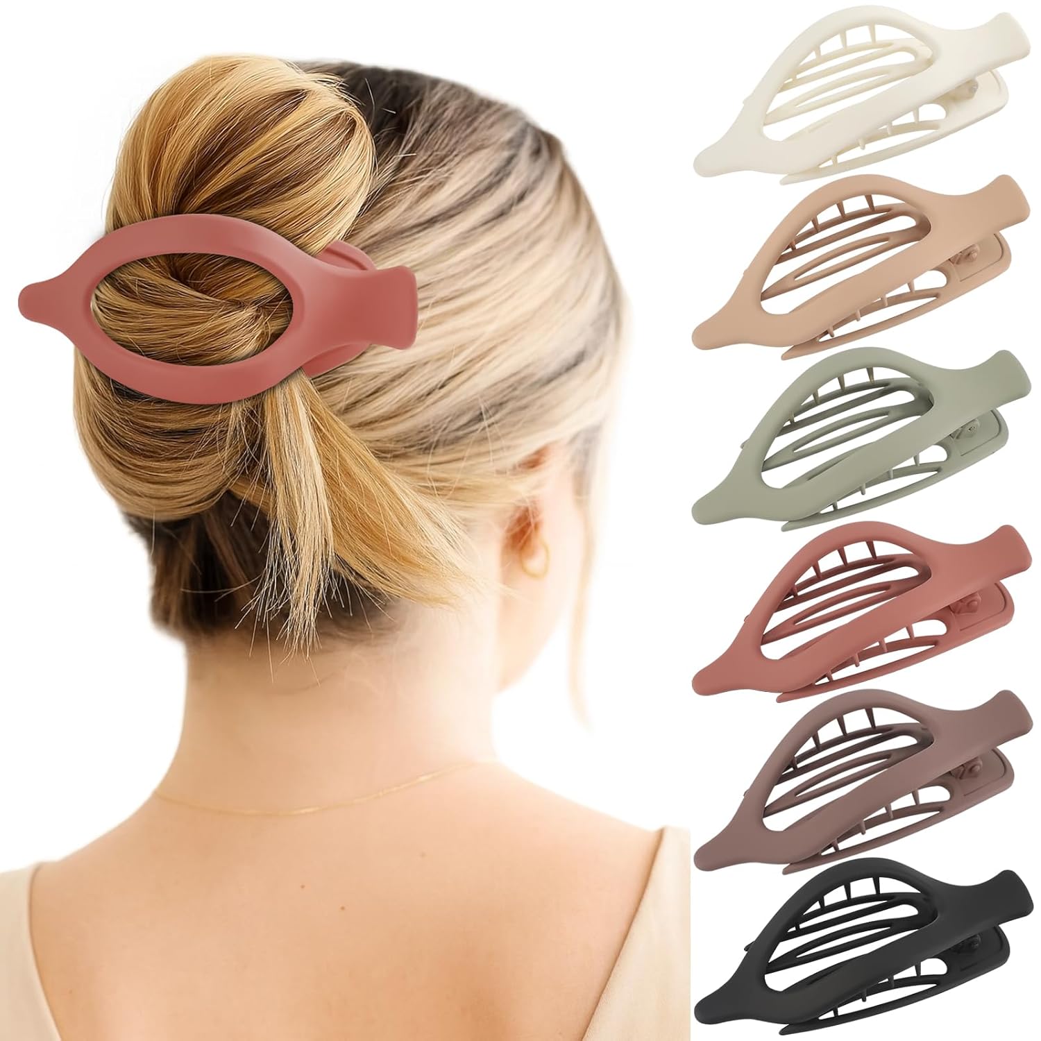 Amazon.com : 6 Packs Flat Claw Clips for Women, French Flat Hair Clip ...