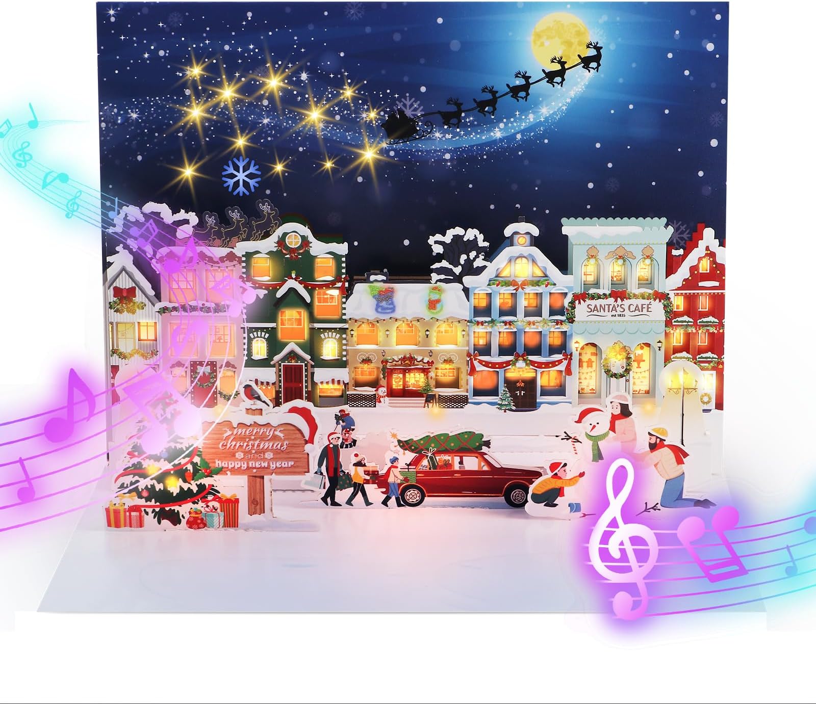 APOTODITO Musikalische Weihnachtskarte 3d, Pop-Up-Weihnachtskarten mit ...