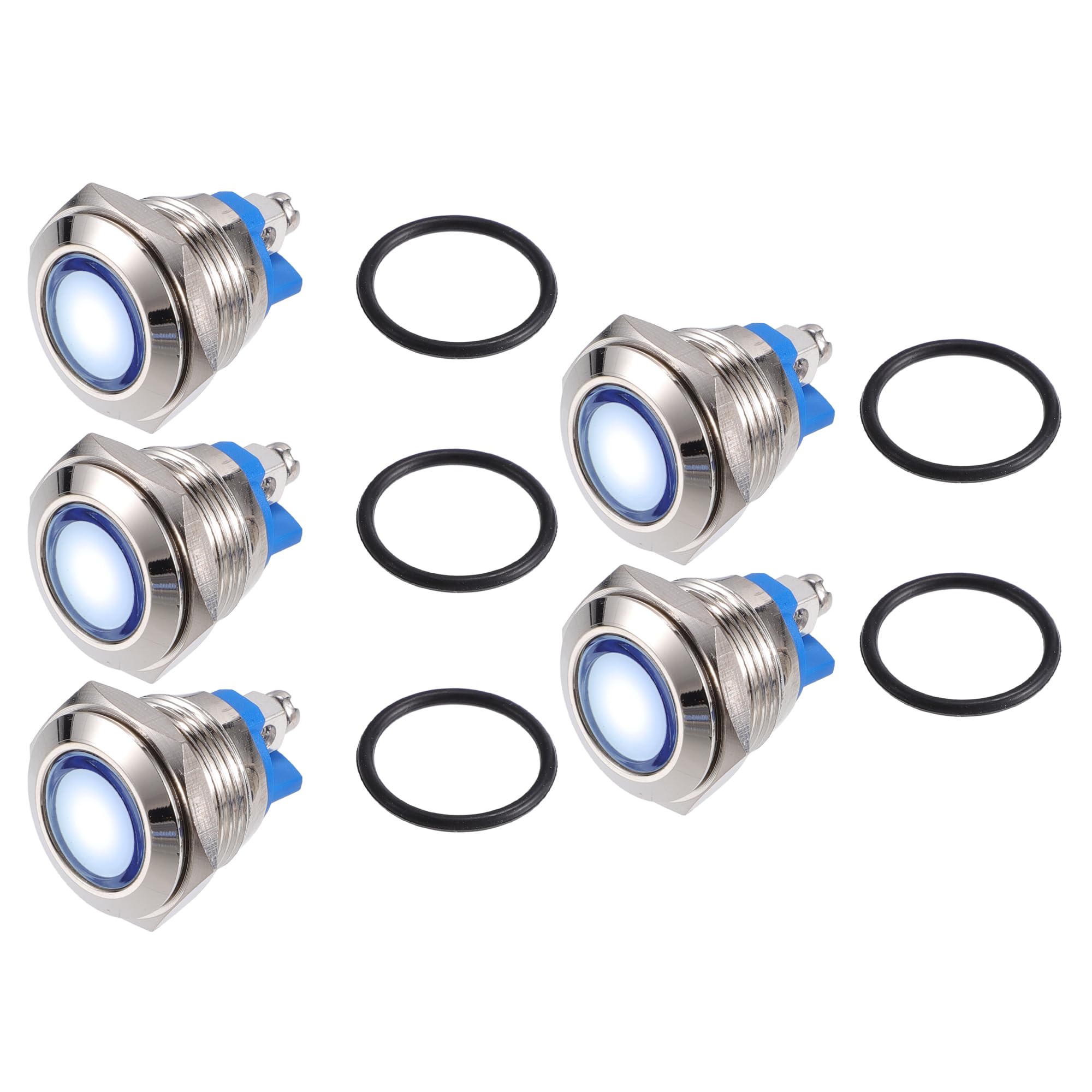 Amazon.com: X AUTOHAUX 5 Pcs LED Indicator Light 16mm 12V AC DC Metal ...