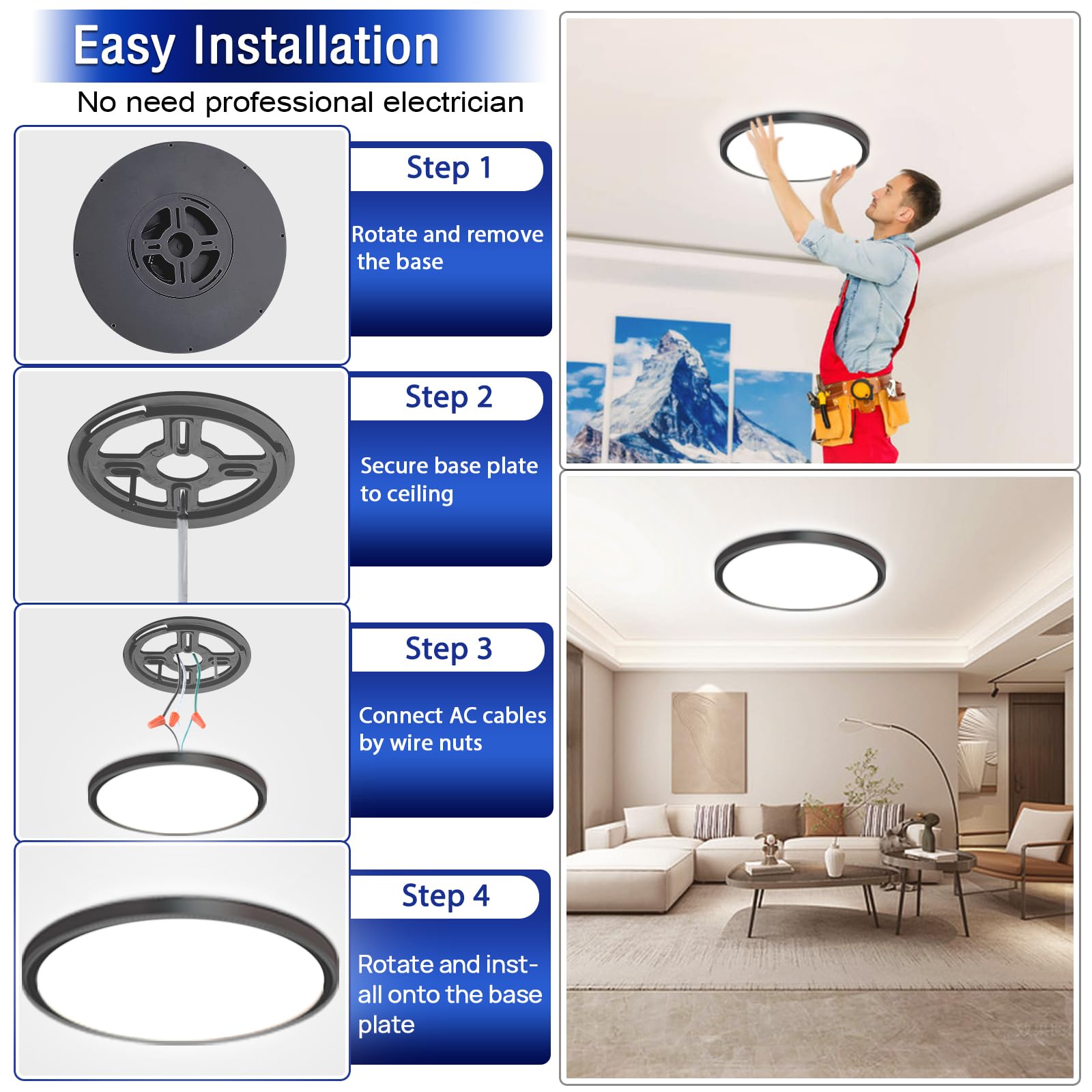 Snapklik.com : 12Pack 28W 3200lm LED Flush Mount Ceiling Light, Super ...