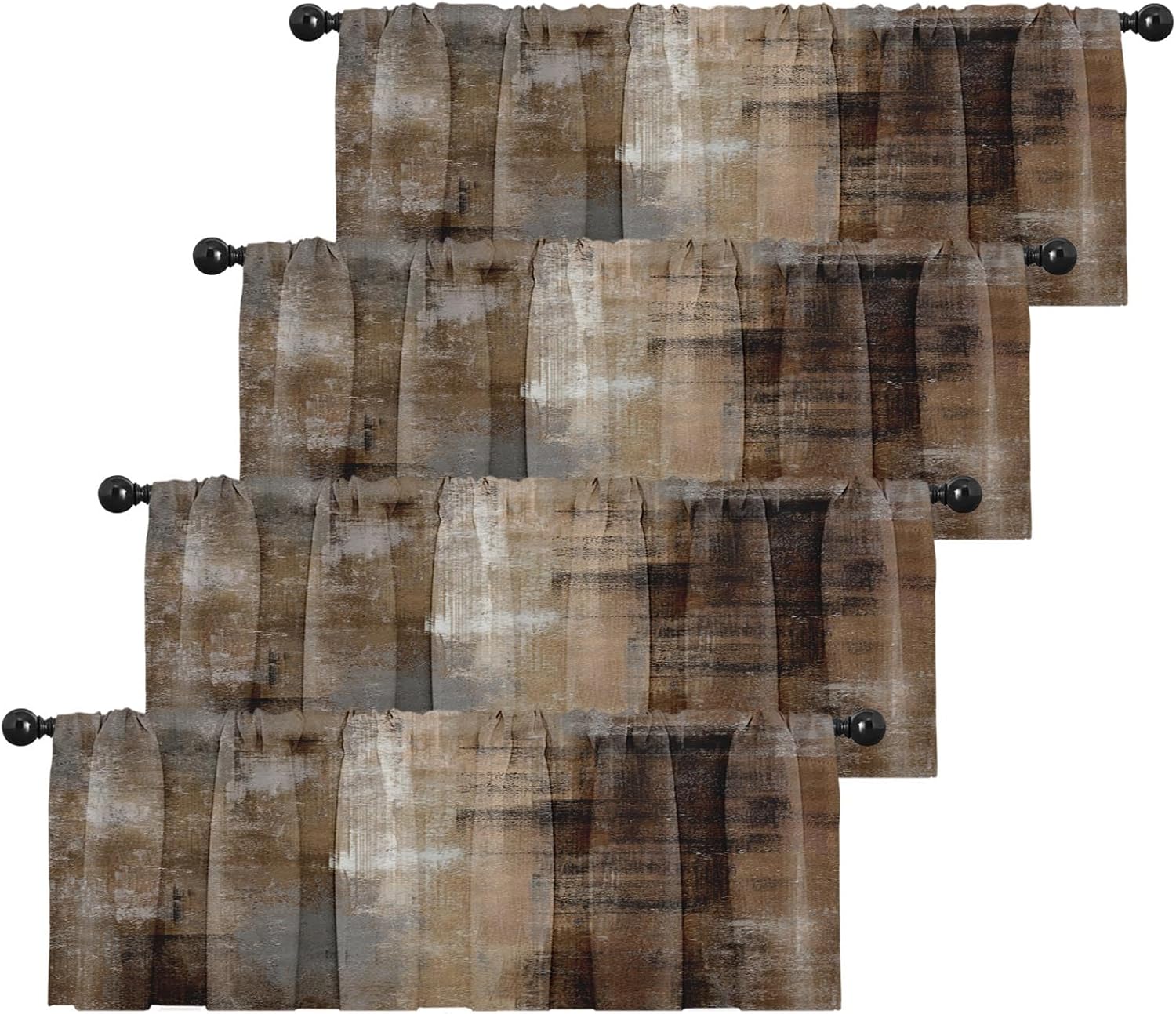 Amazon.com: Emvency 4 Pack Valances Window Treatments, Abstract Dark ...
