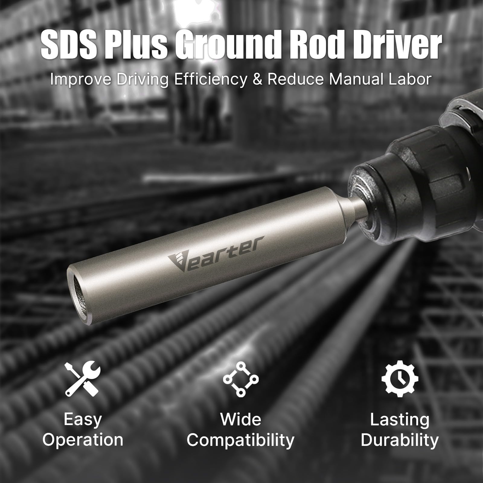 Snapklik.com : SDS Plus Ground Rod Driver For 3/4 Grounding Rod, 40CrMo ...