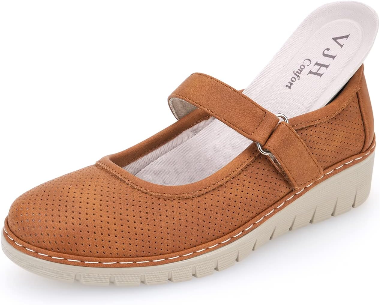 Vjh Confort Women S Mary Jane Flats Breathable Comfort Round ...