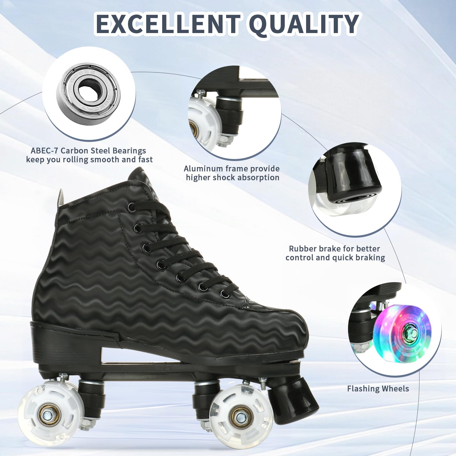 Snapklik.com : Unisex Roller Skates Double Row Four Wheels High-top ...