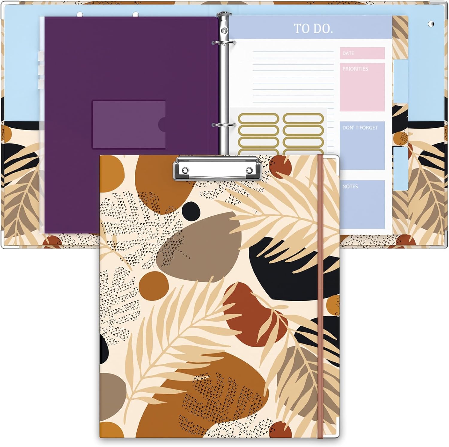 Amazon.com : 3 Ring Binder, 1 Inches Round Ring Binder with Clipboard ...