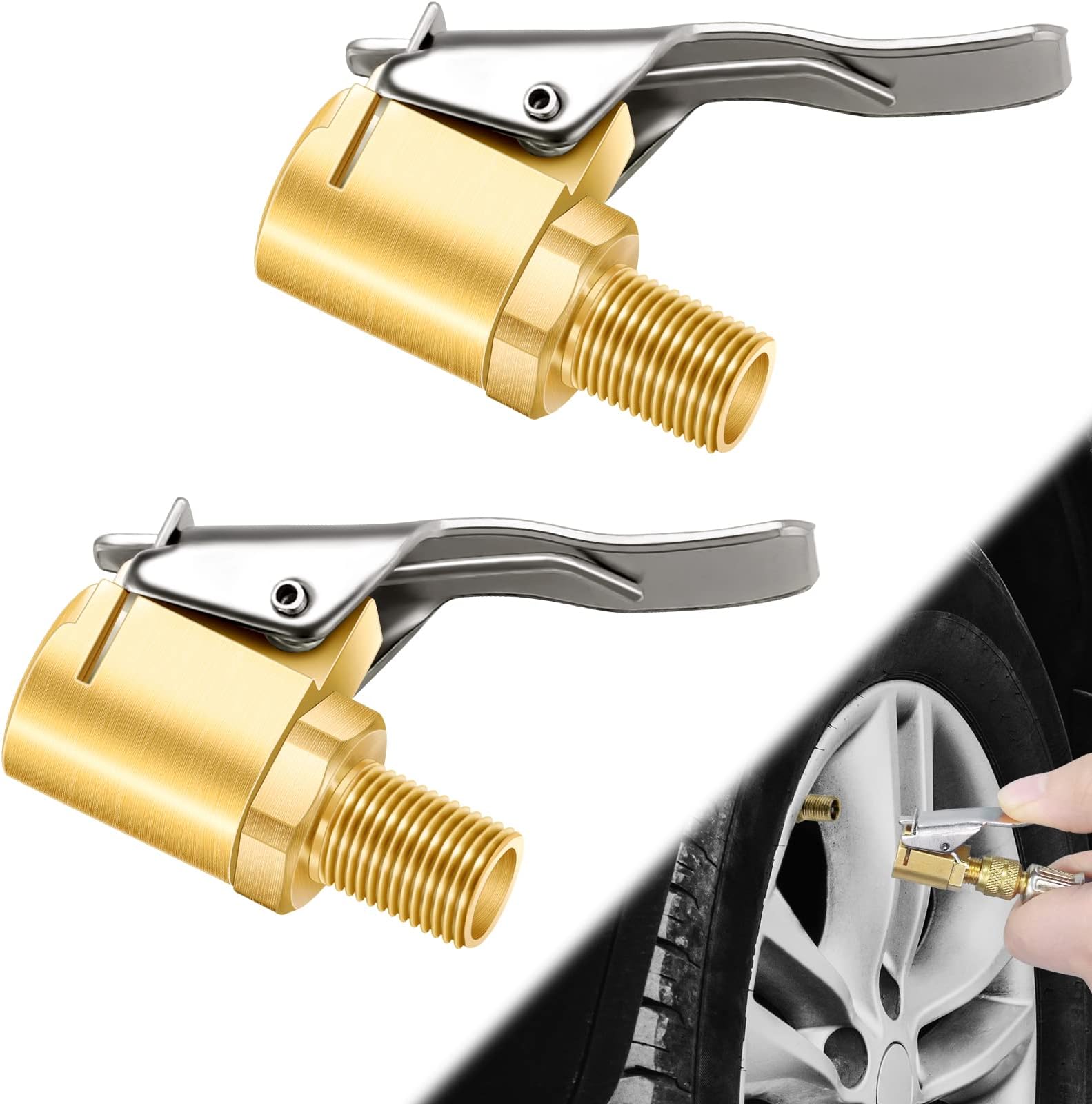 Amazon.com: iKKEGOL Upgraded Compact Heavy Duty Tire Air Chuck, 1/3 ...