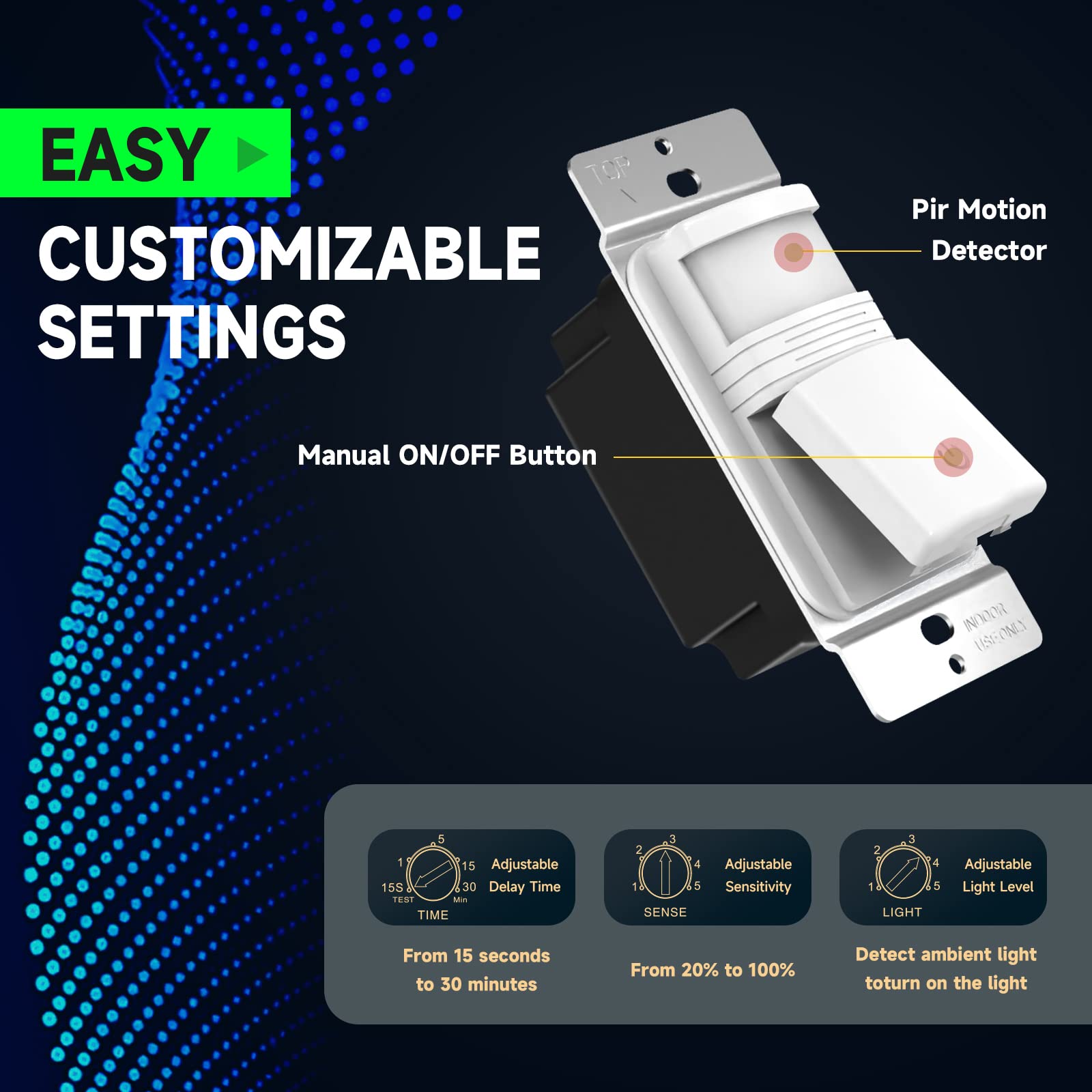 Snapklik.com : ECOELER Motion Sensor Light Switch, No Neutral Wire, PIR ...